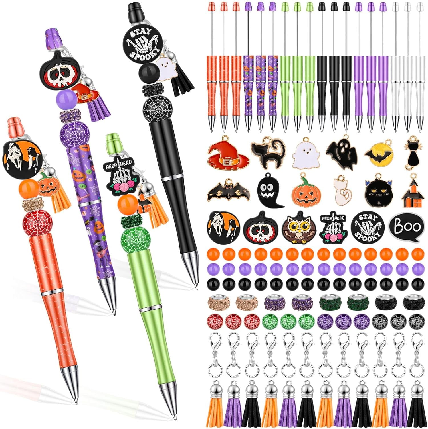 18 count Halloween Beadable Pens Kit with 80 count Colorful Beads 18 ...