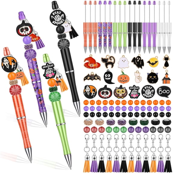 18 count Halloween Beadable Pens Kit with 80 count Colorful Beads 18 ...