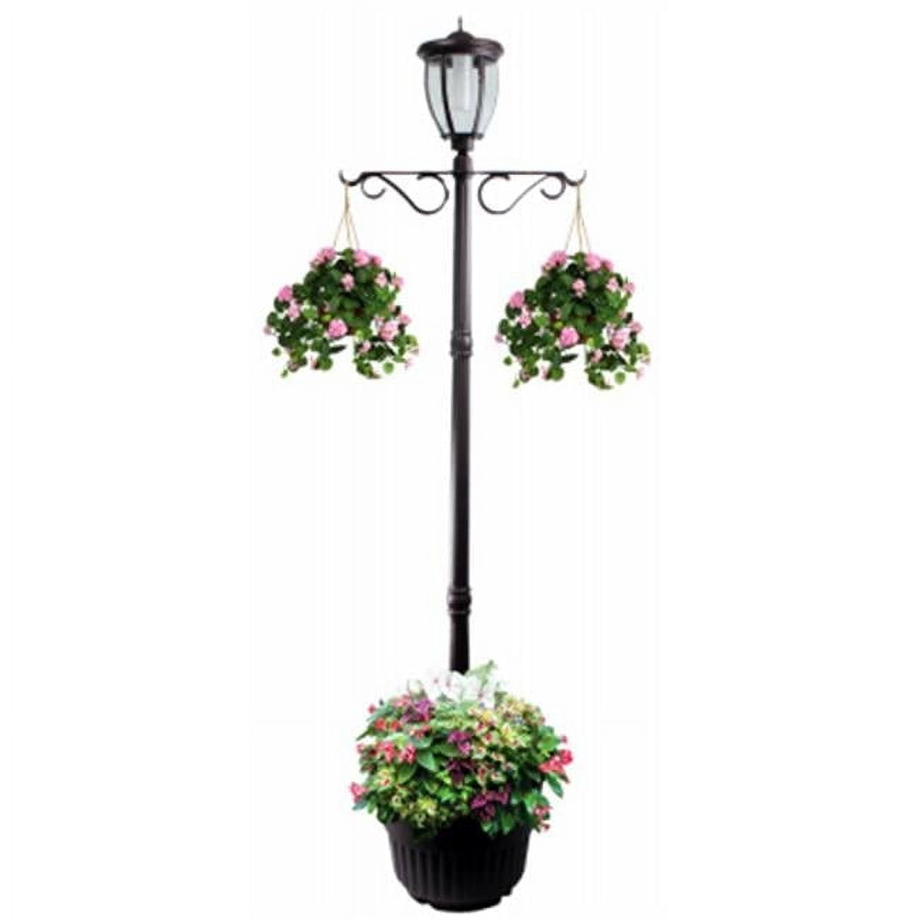 Sun-Ray Kenwick Bronze Solar Lamp Post & Planter, 7 ft. Single Head ...