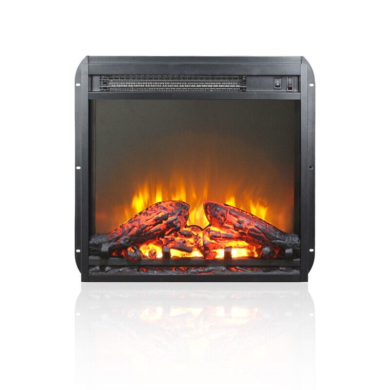 18" Insert Electric Fireplace Ultra Thin Heater with Log Set ...