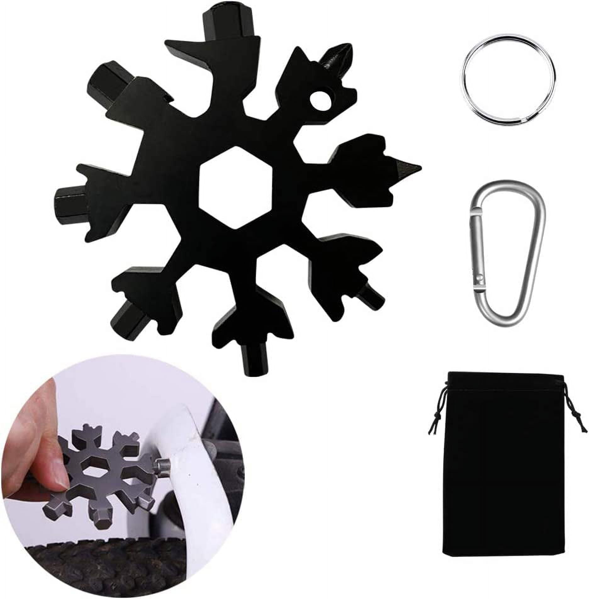 18-in-1 Snowflake Multi Tool, Stainless Steel Snow Keychain With Bottle ...