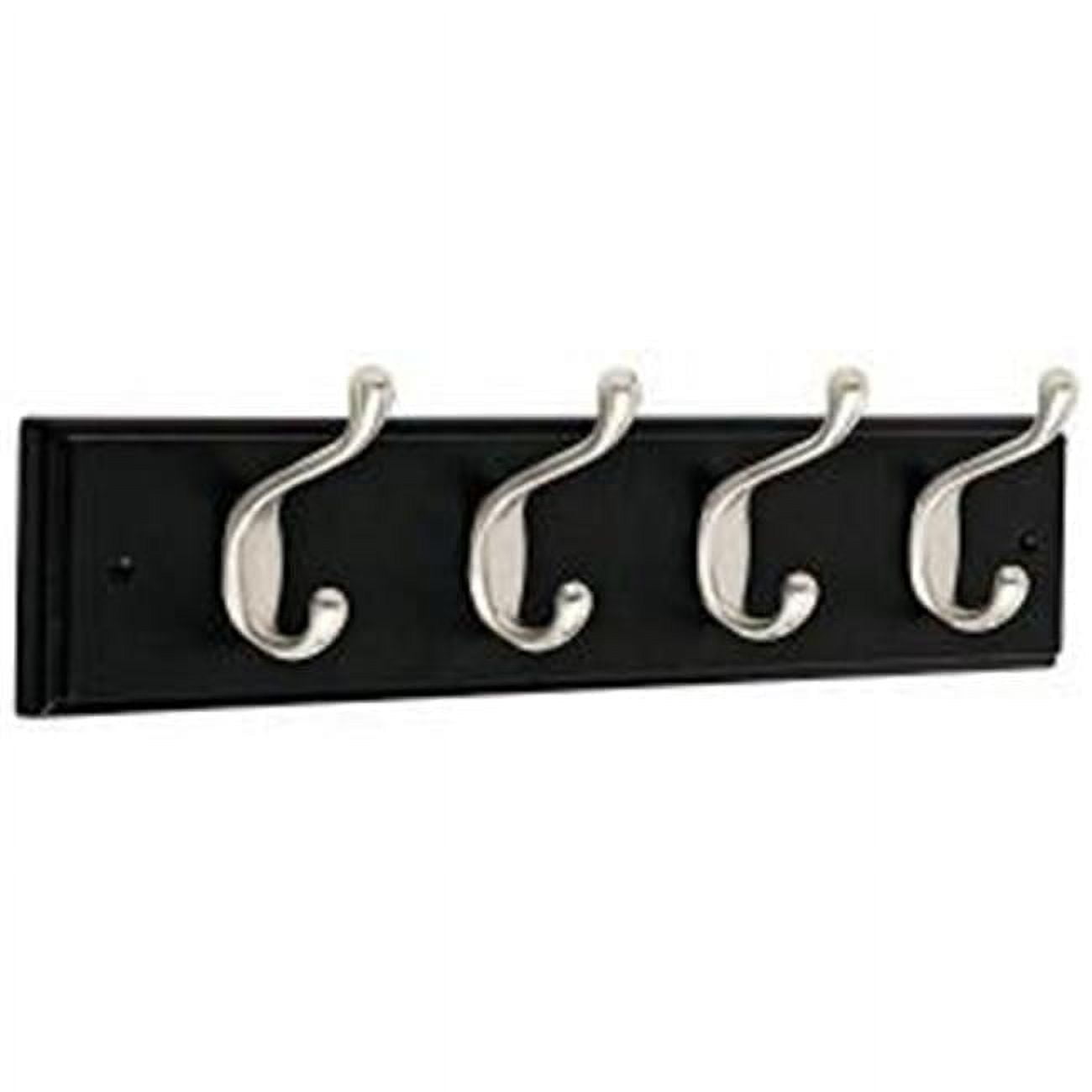 18 in. Coat & Hat Hook Rail, Black Wood Grain & Nickel - Walmart.com