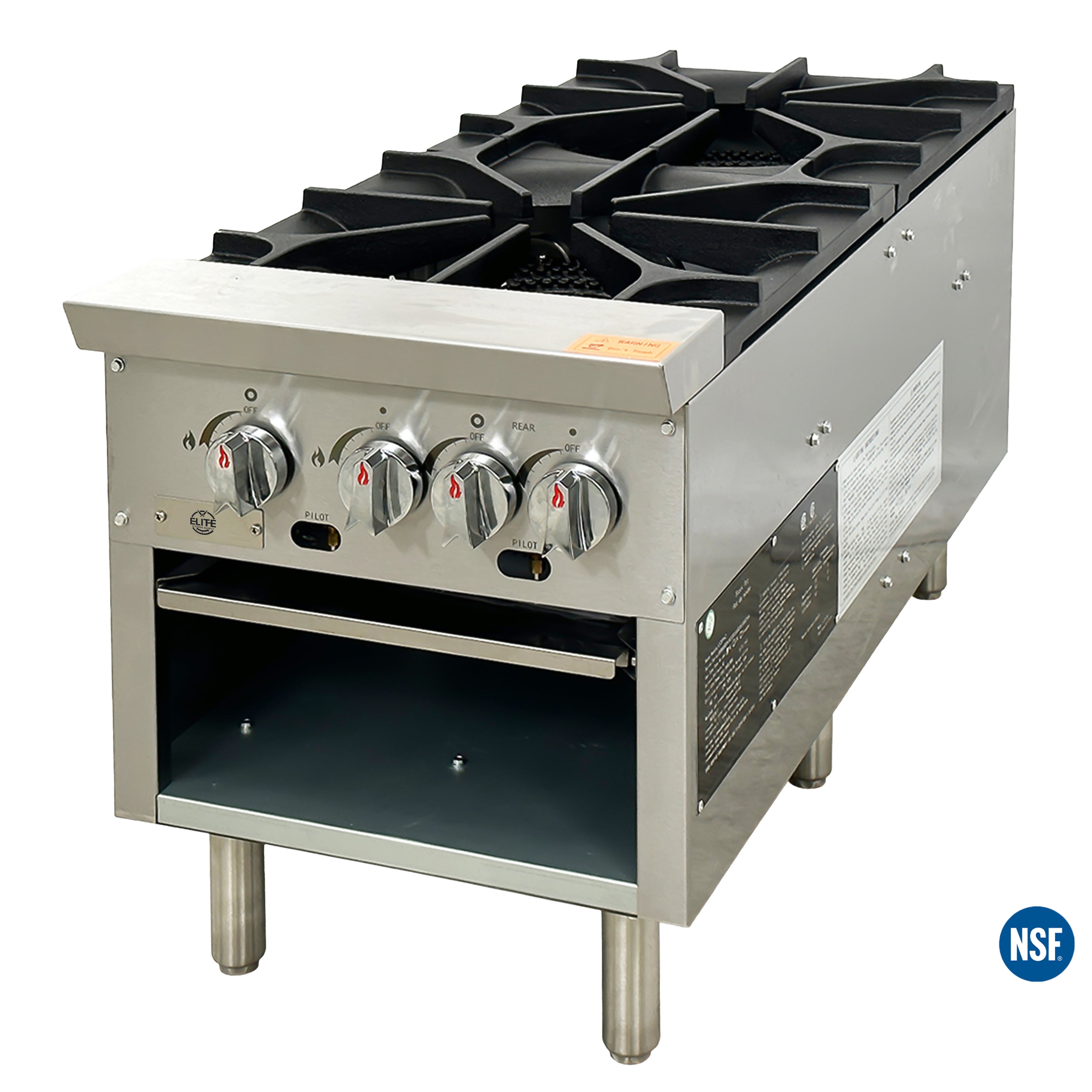 18 in. Commercial Two Burner Stock Pot Range 160,000 BTU Natural Gas w ...