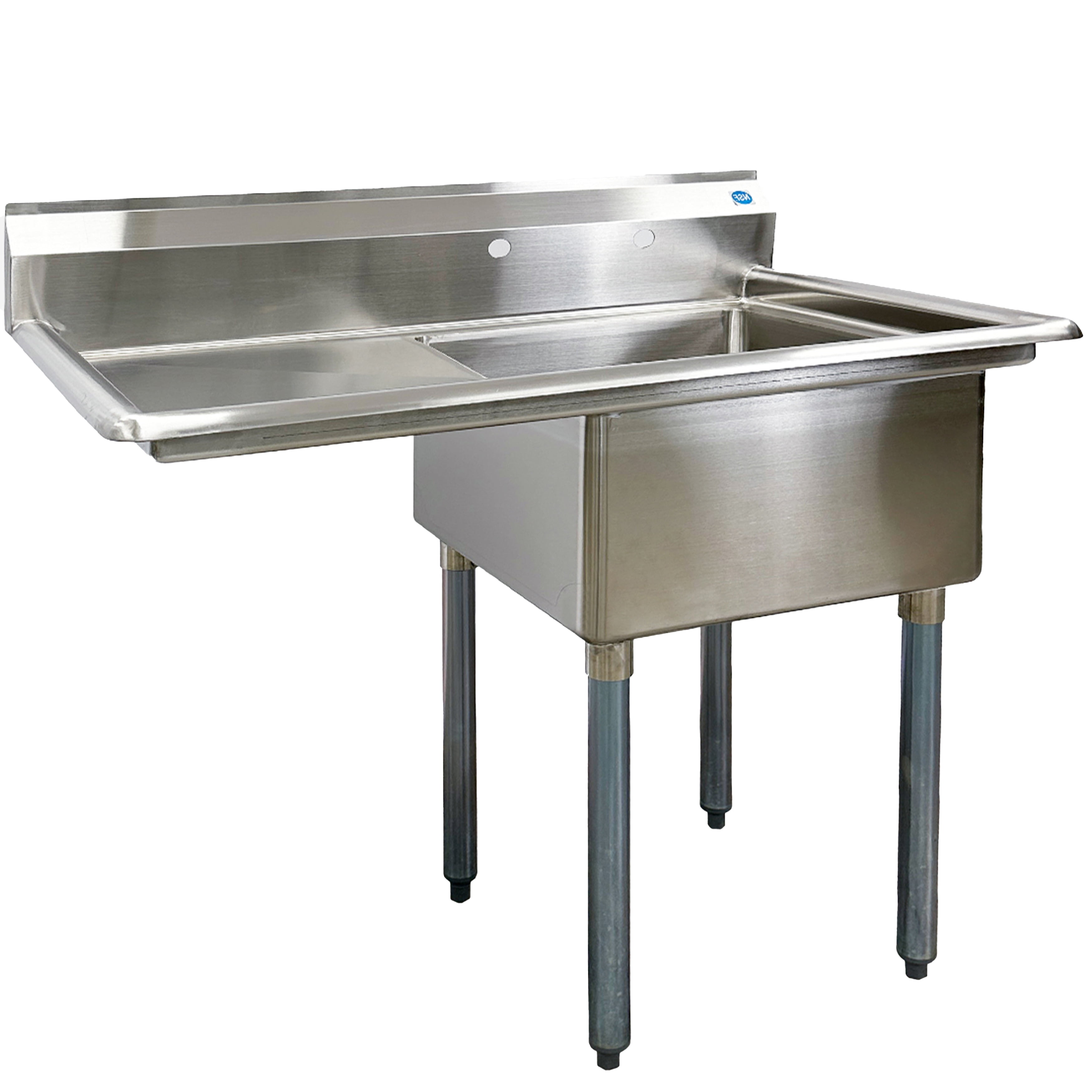 NSF 39 in. Heavy-Duty Stainless Steel Sink, Left Drain Board Single ...