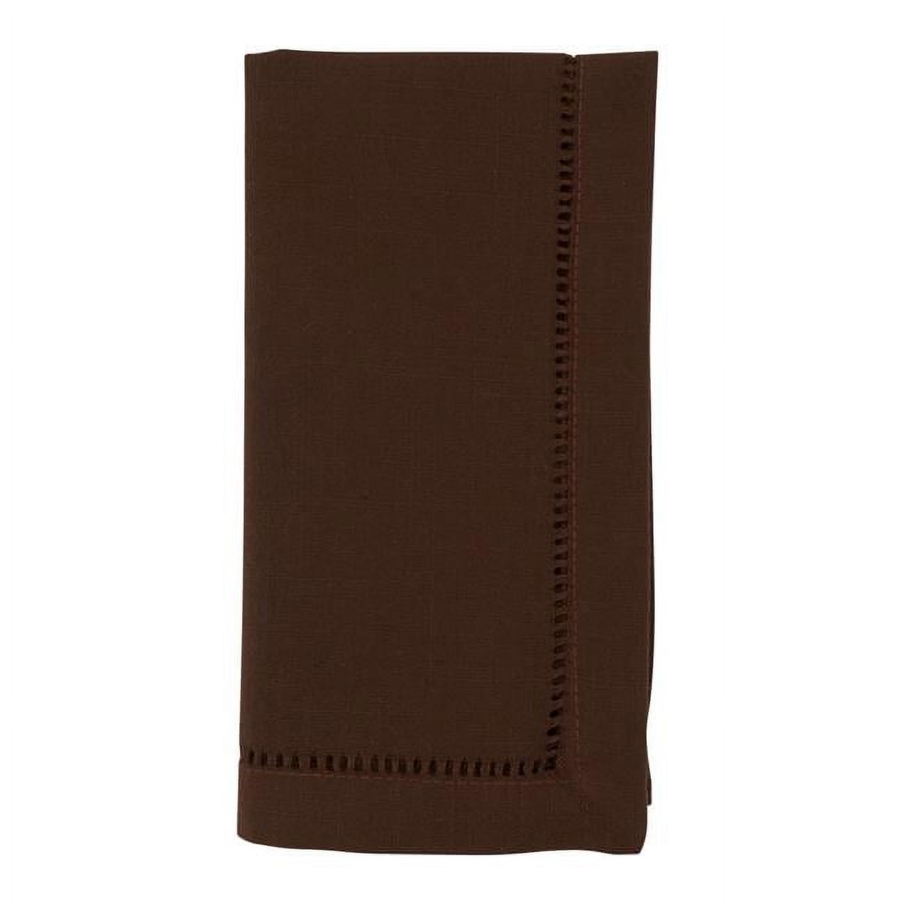 18 in. Hemstitched Border Table Square Napkins, Chocolate - Set of 12 ...