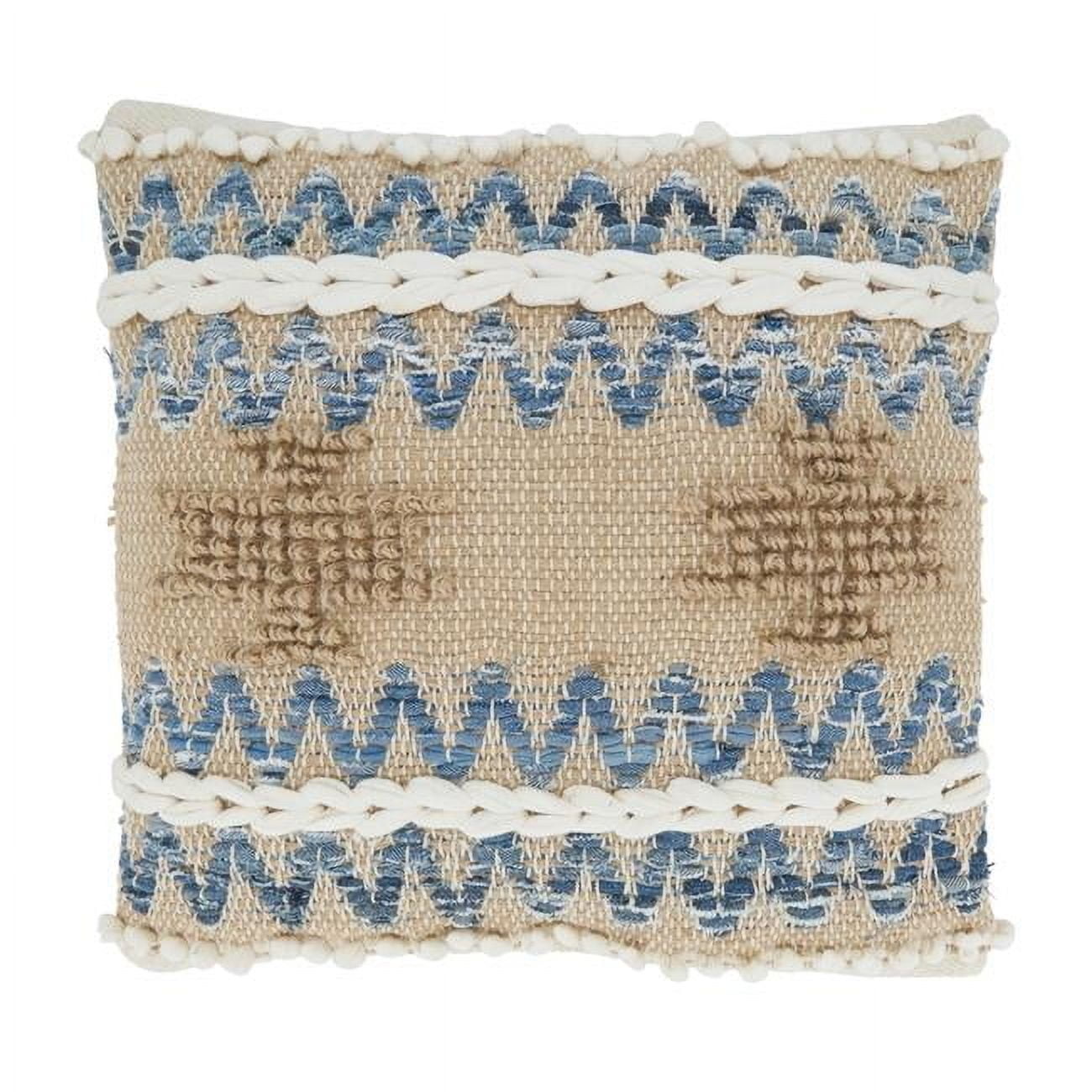 18 in. Multi Texture Chindi Square Pillow Cover, Natural - Walmart.com