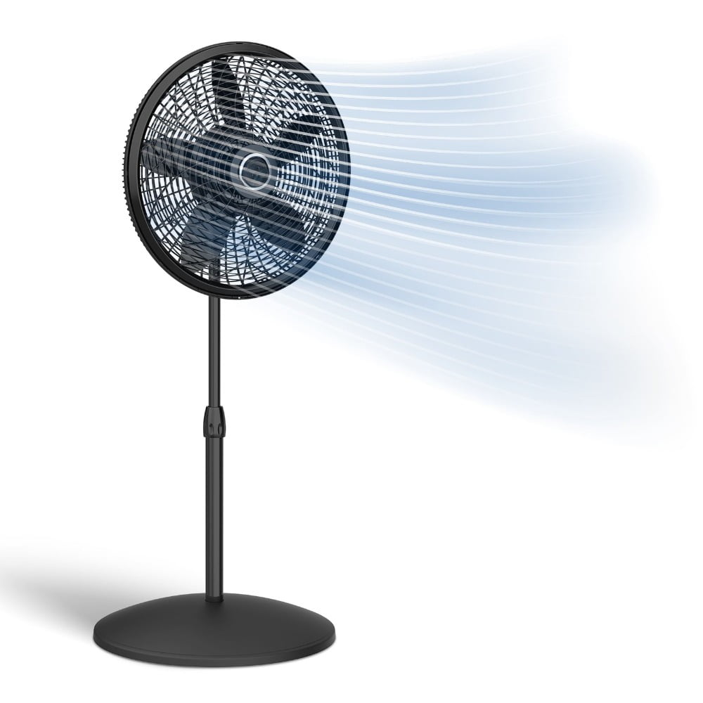 18 in. Oscillating 3-Speed Adjustable Large Room Pedestal Fan - Black - Walmart.com