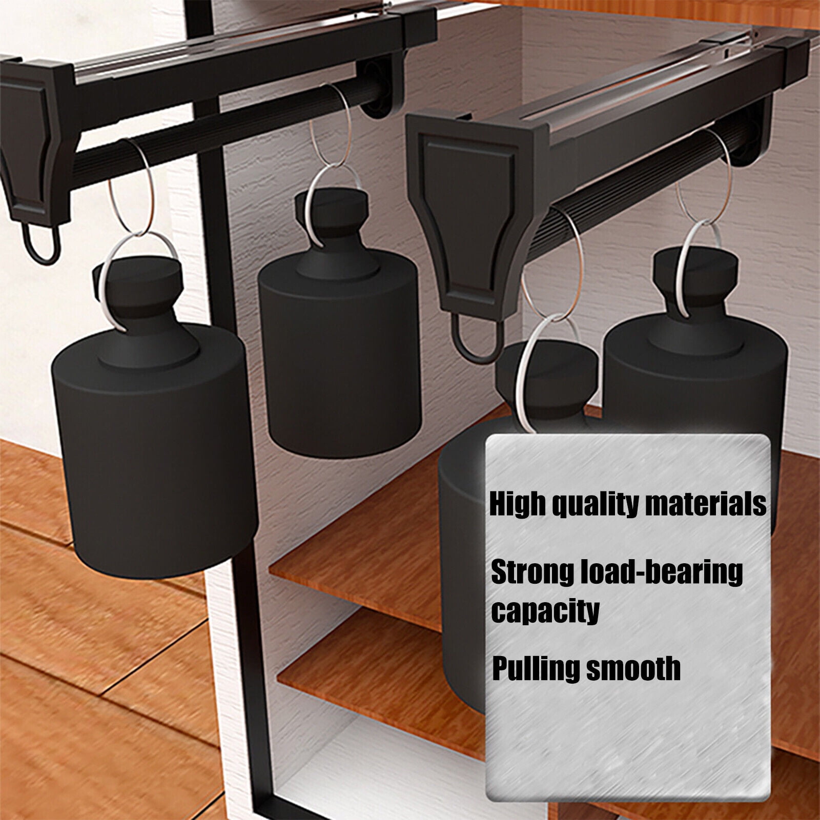 18 in Pull Out Clothes Hanger Rack Rail Extending Storage Organiser Rod ...