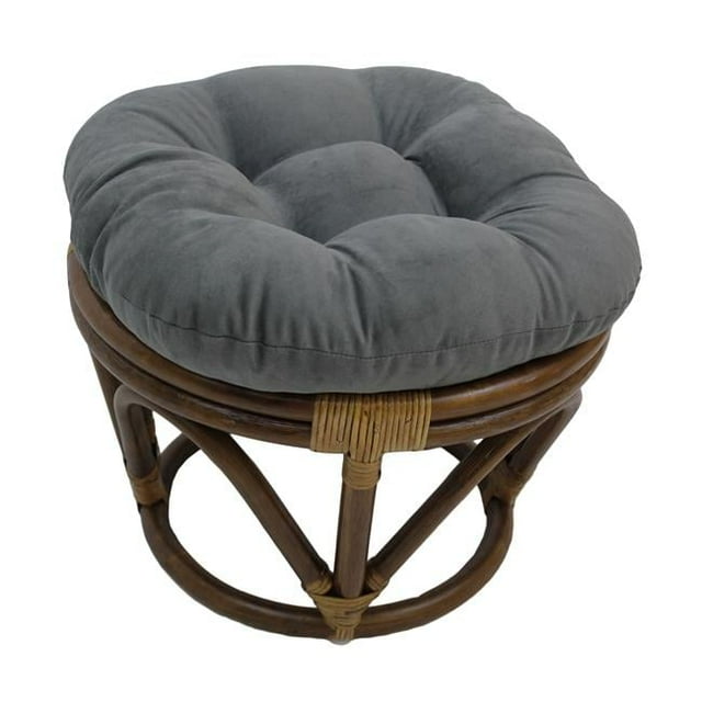 18 in. Round Solid Microsuede Tufted Footstool Cushion, Steel Grey ...