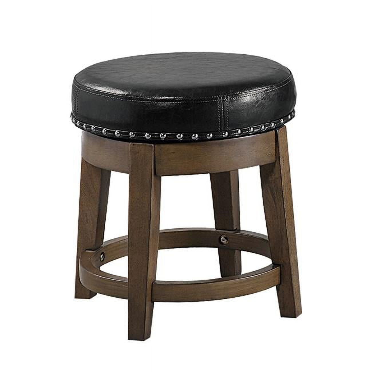 18 in. Round Swivel Stool in Black Faux Leather - Set of 2 - Walmart.com