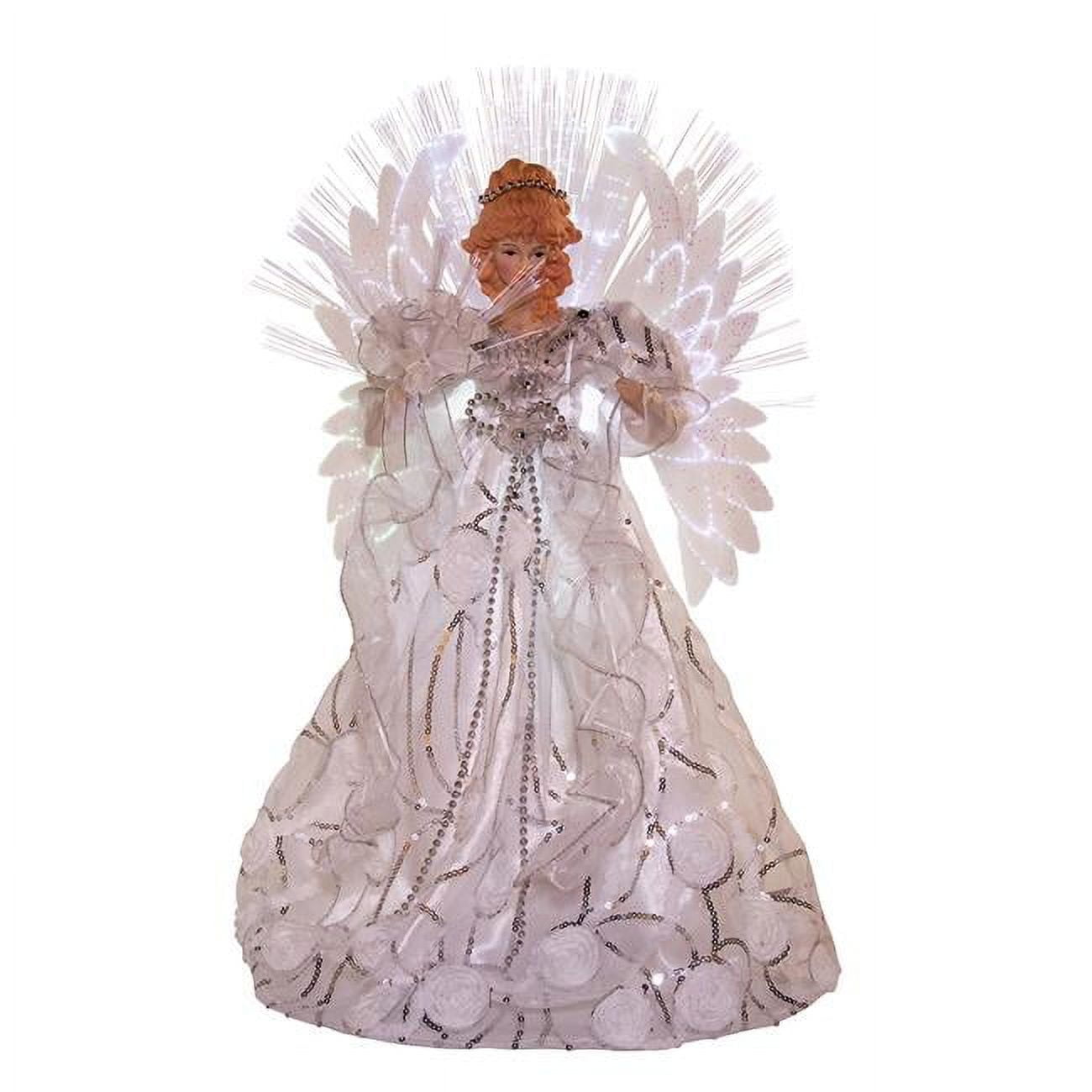 18 in. White & Silver Fiber Optic LED Angel Christmas Treetop - Walmart.com