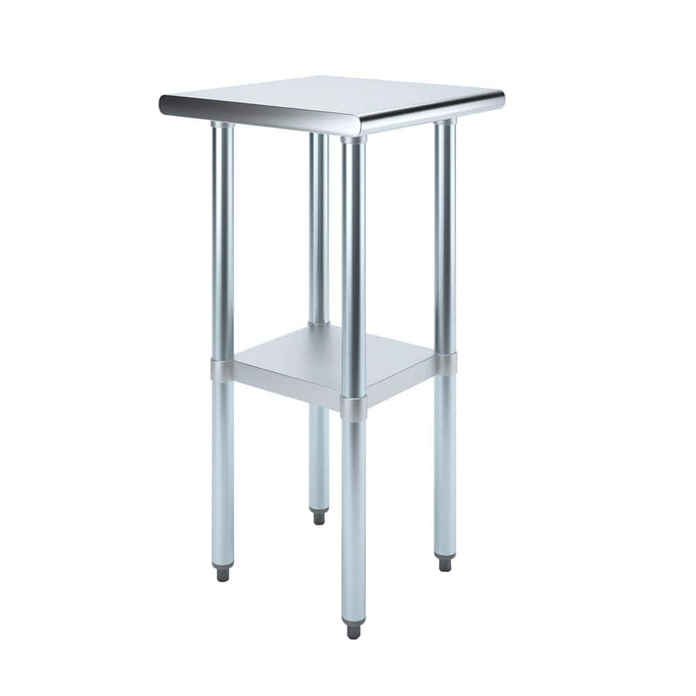 18 in. x 18 in. Stainless Steel Kitchen Utility Table with Adjustable ...