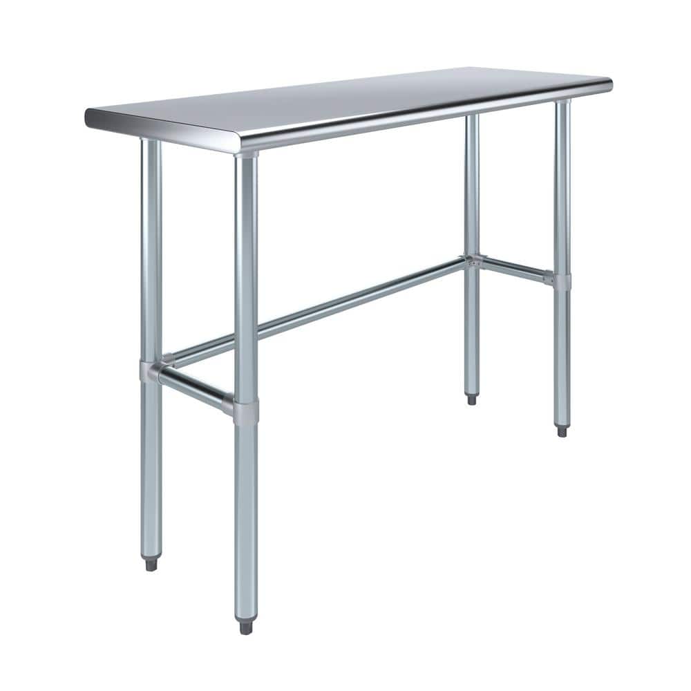 18 in. x 48 in. Stainless Steel Open Base Kitchen Utility Table Metal ...