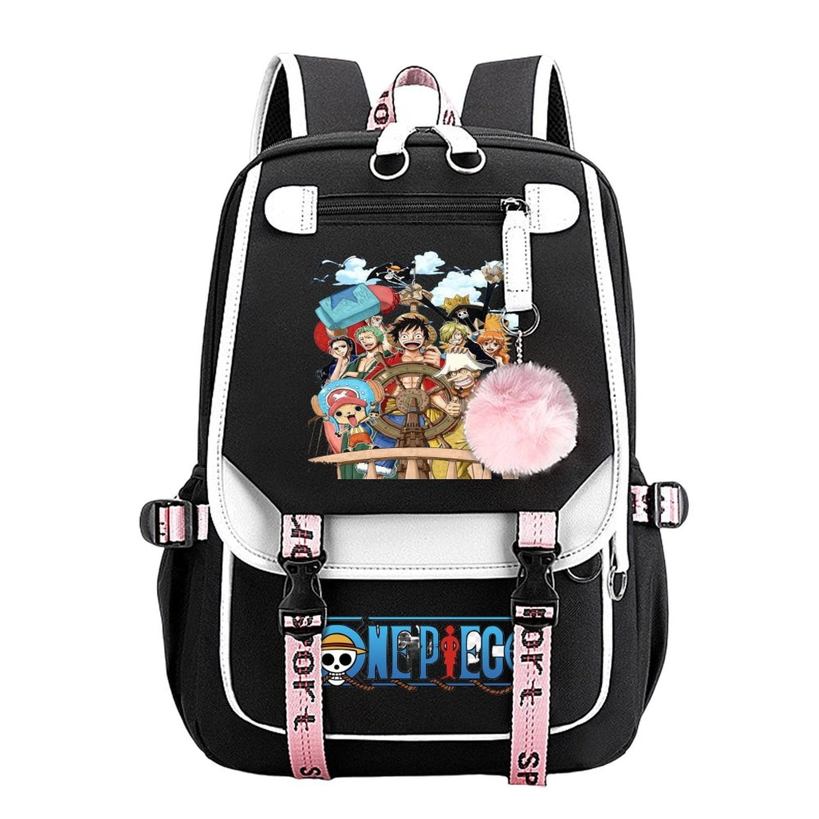 18 inch Anime One Piece Backpack Peripheral Cartoon Schoolbag Black ...