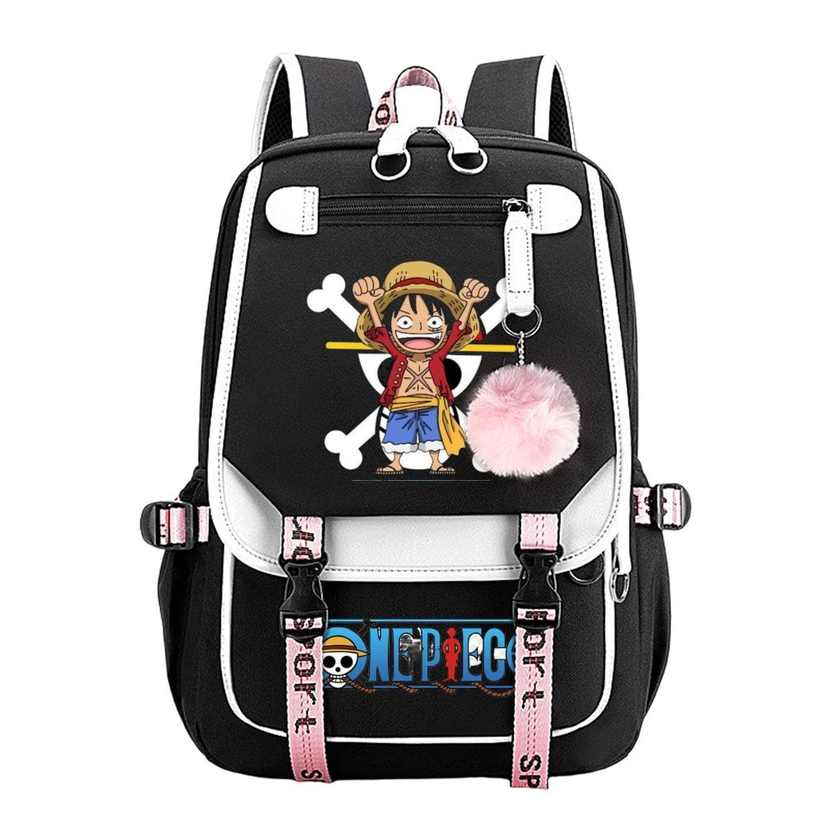 18 inch Anime One Piece Backpack Peripheral Cartoon Schoolbag Black ...