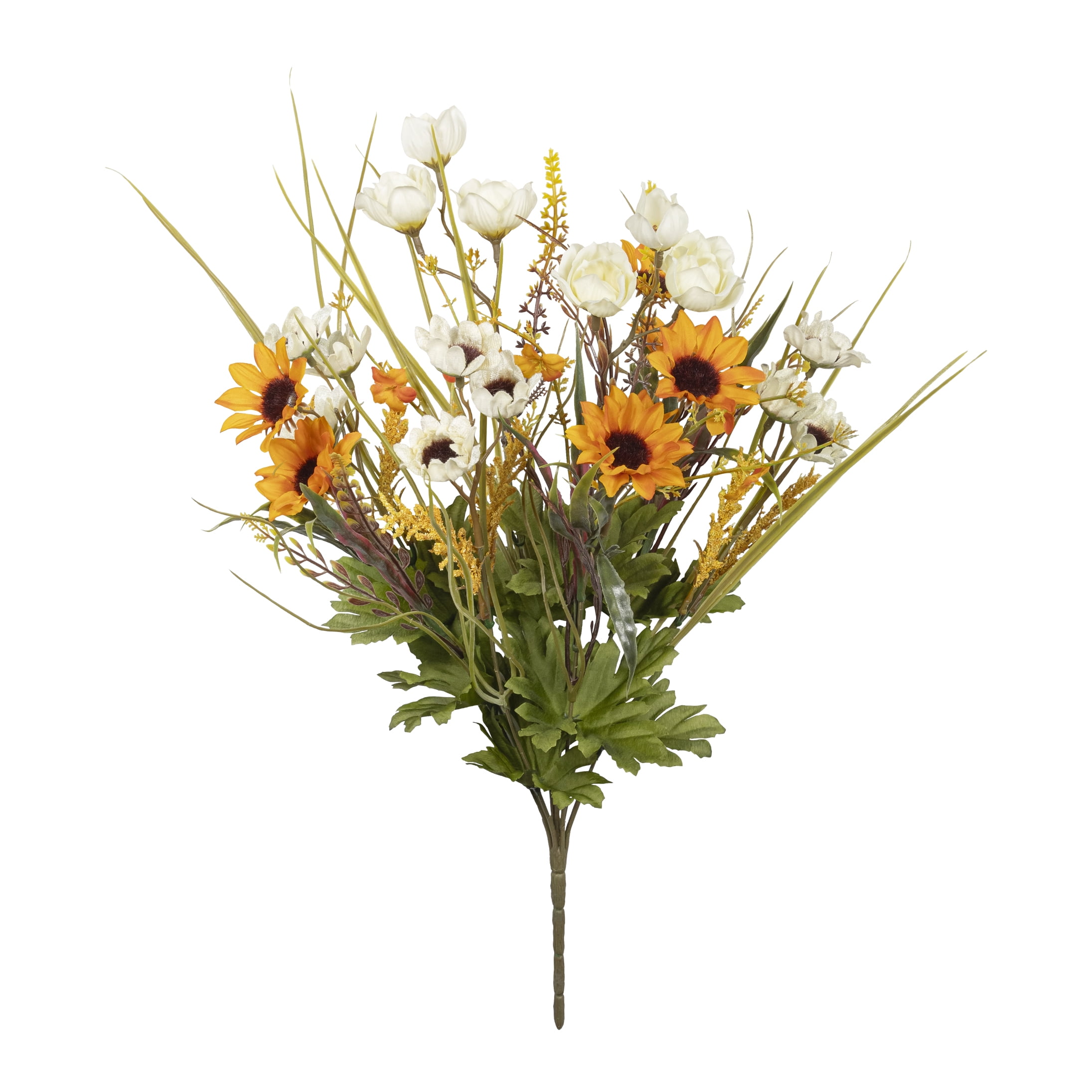 18-inch Artificial Silk Orange & Cream Daisy & Sunflower Mixed Fall ...