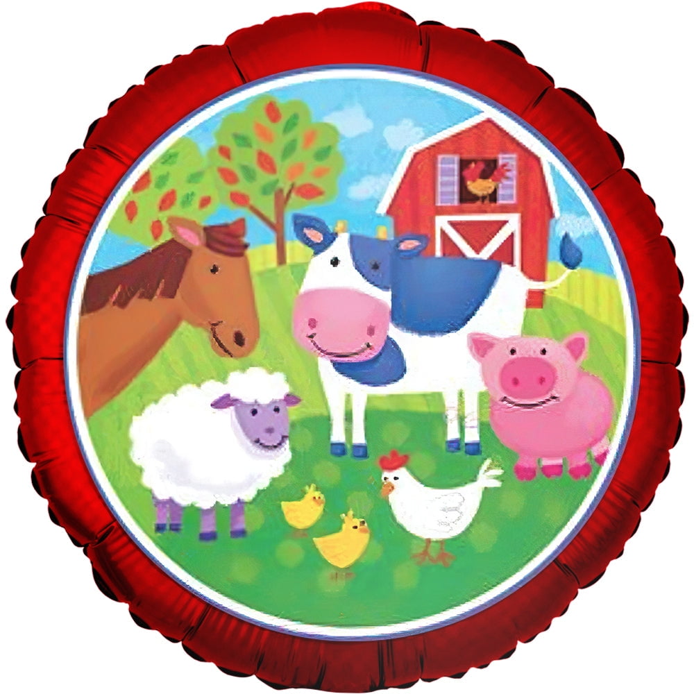18 inch Barnyard Farm Animals Foil Mylar Balloon - Party Supplies ...