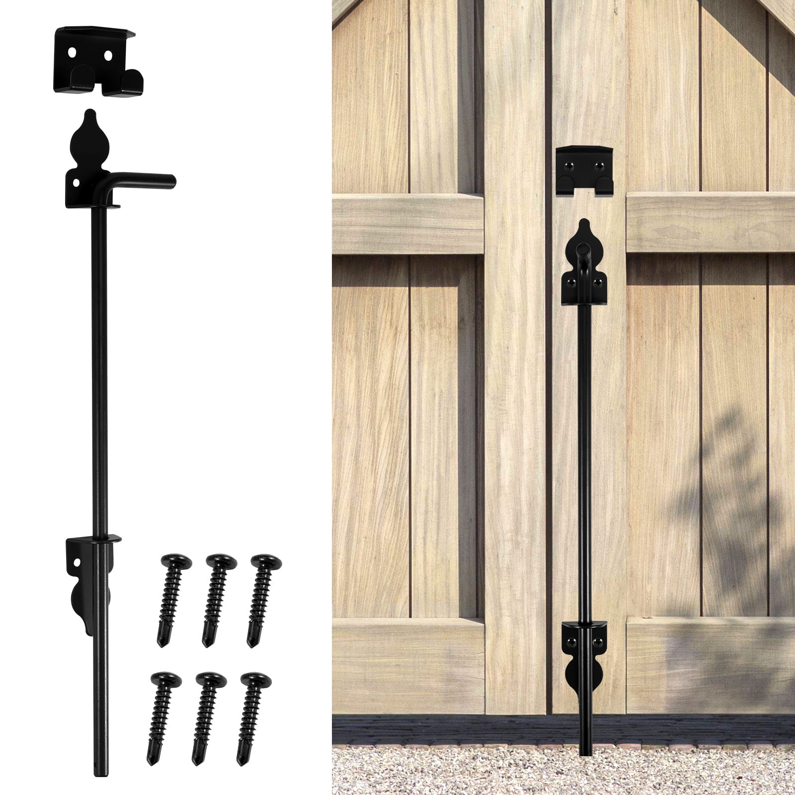 18 inch Cane Bolt Gate Drop Rod Kit Heavy Duty Iron Gate Ground Latch ...