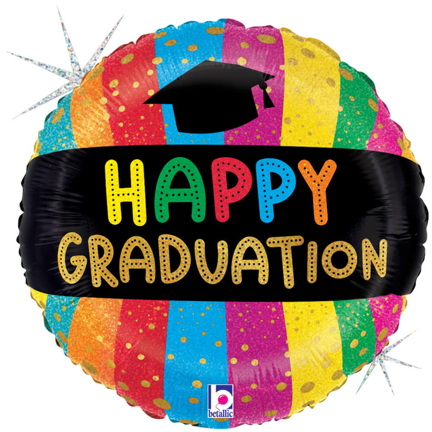18 inch Colorful Happy Graduation Betallic Foil Mylar Balloon - Party ...