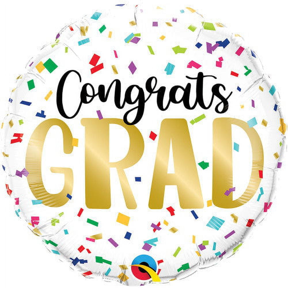18 inch Congrats Grad Color Confetti Foil Mylar Balloon - Party ...