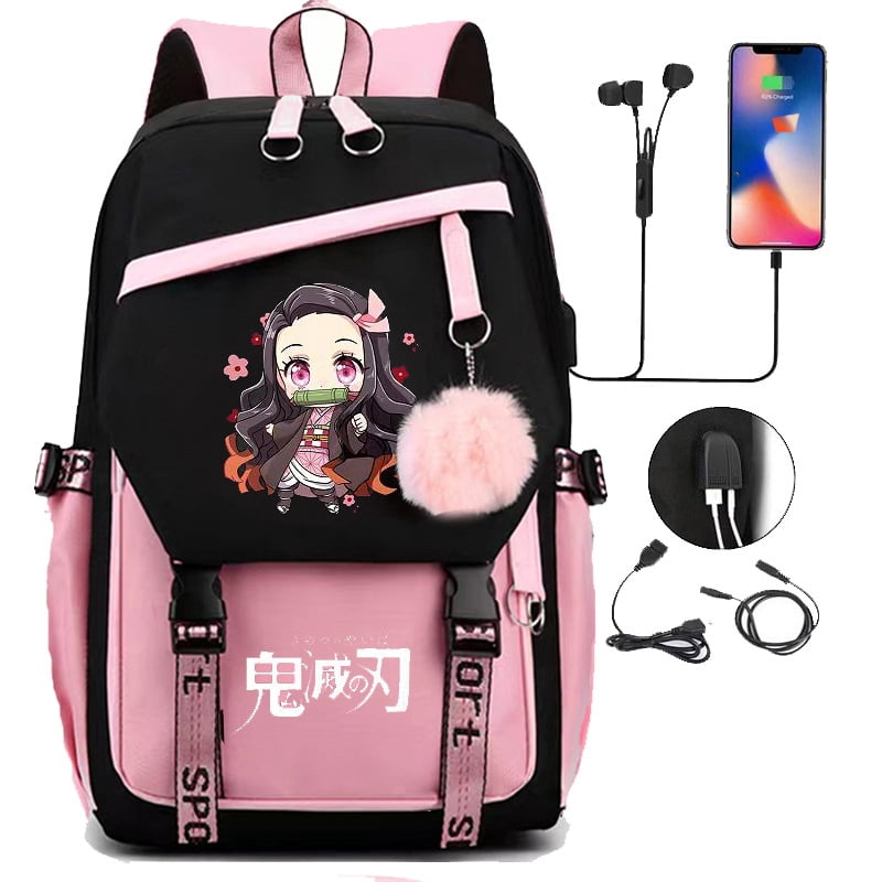 18 inch Demon-Slayer Backpack Student Schoolbag, Demon Backpack USB ...