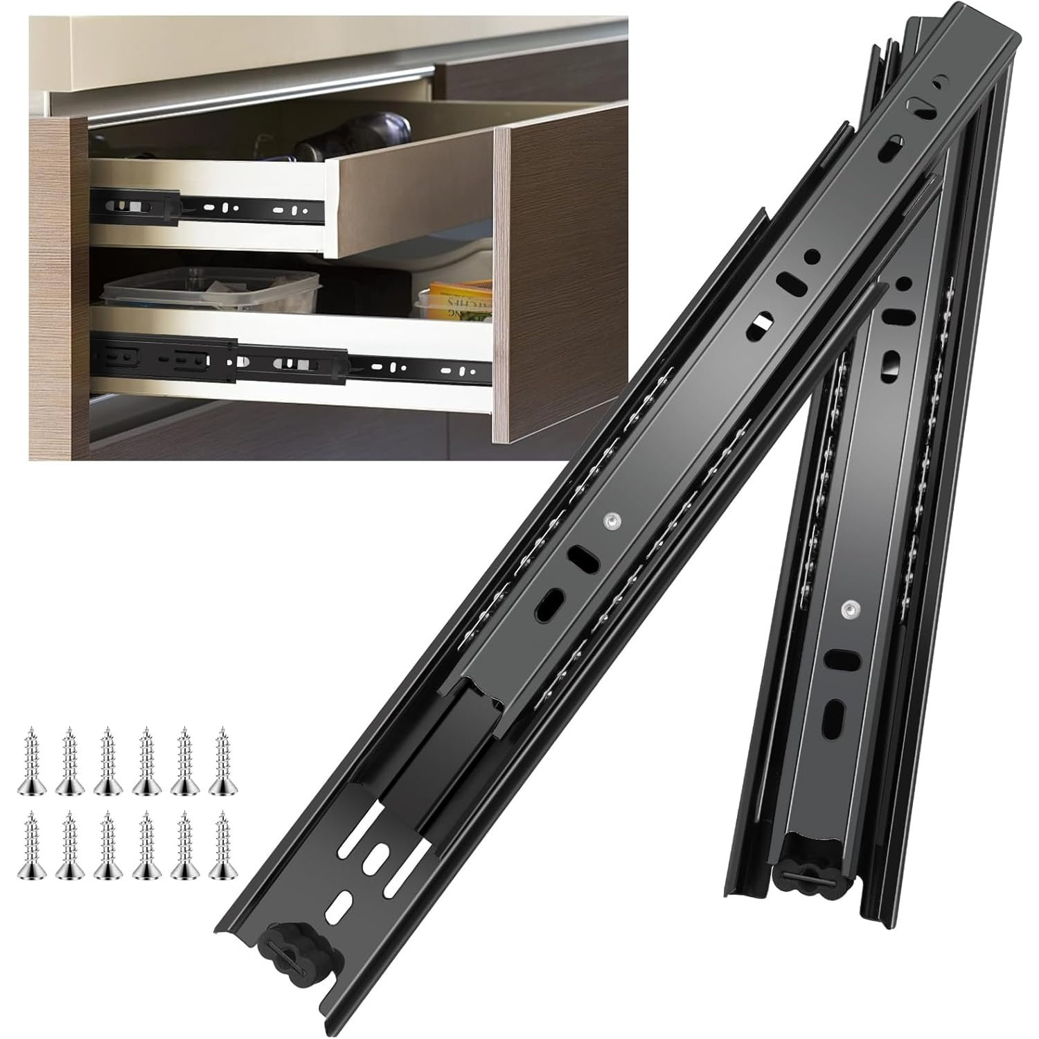 18 inch Drawer Slides 6 Pairs (12pcs) Full Extension Ball Bearing ...
