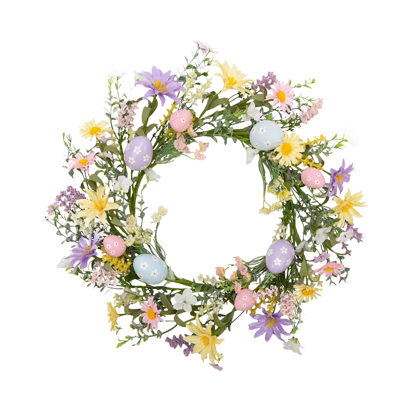 18 inch Easter wreath, Spring Door Wreath with Wild Flowers and Pastel ...