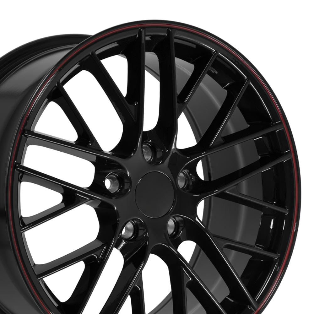 18-inch Fits Chevrolet - Corvette C6 ZR1 Aftermarket Wheels - Black Red ...