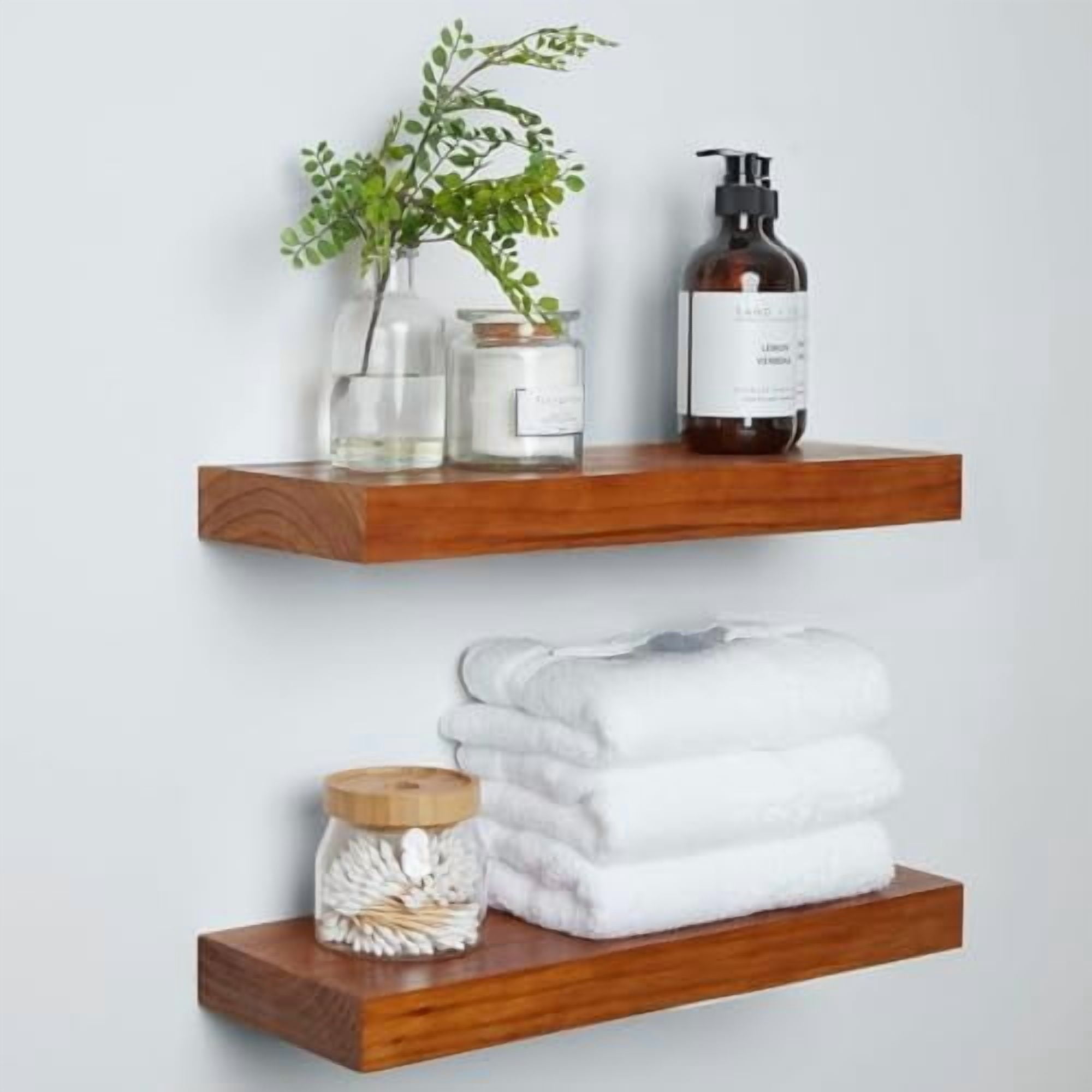 18 inch Floating Shelf Oak, High End Solid Real Wood 18inch Long ...