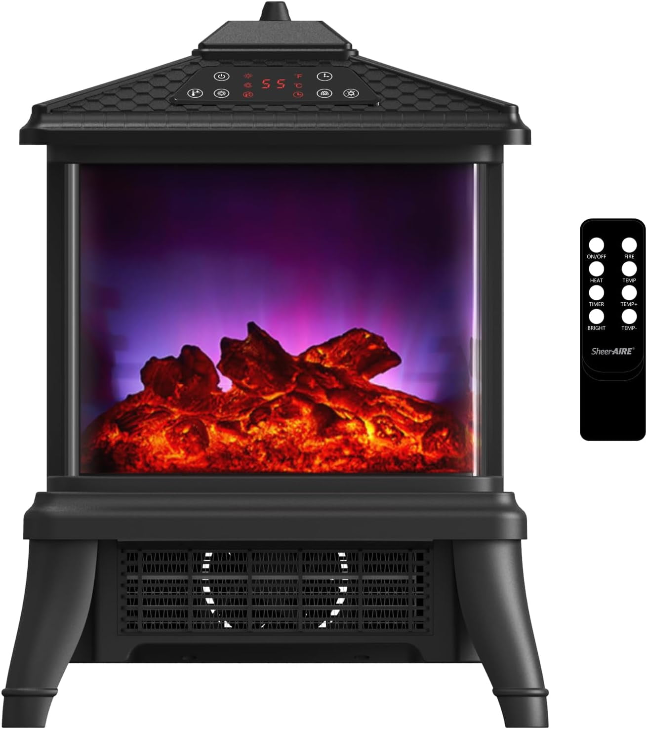 18-inch Freestanding Electric Fireplace, Equipped with 1500W/1650W ...