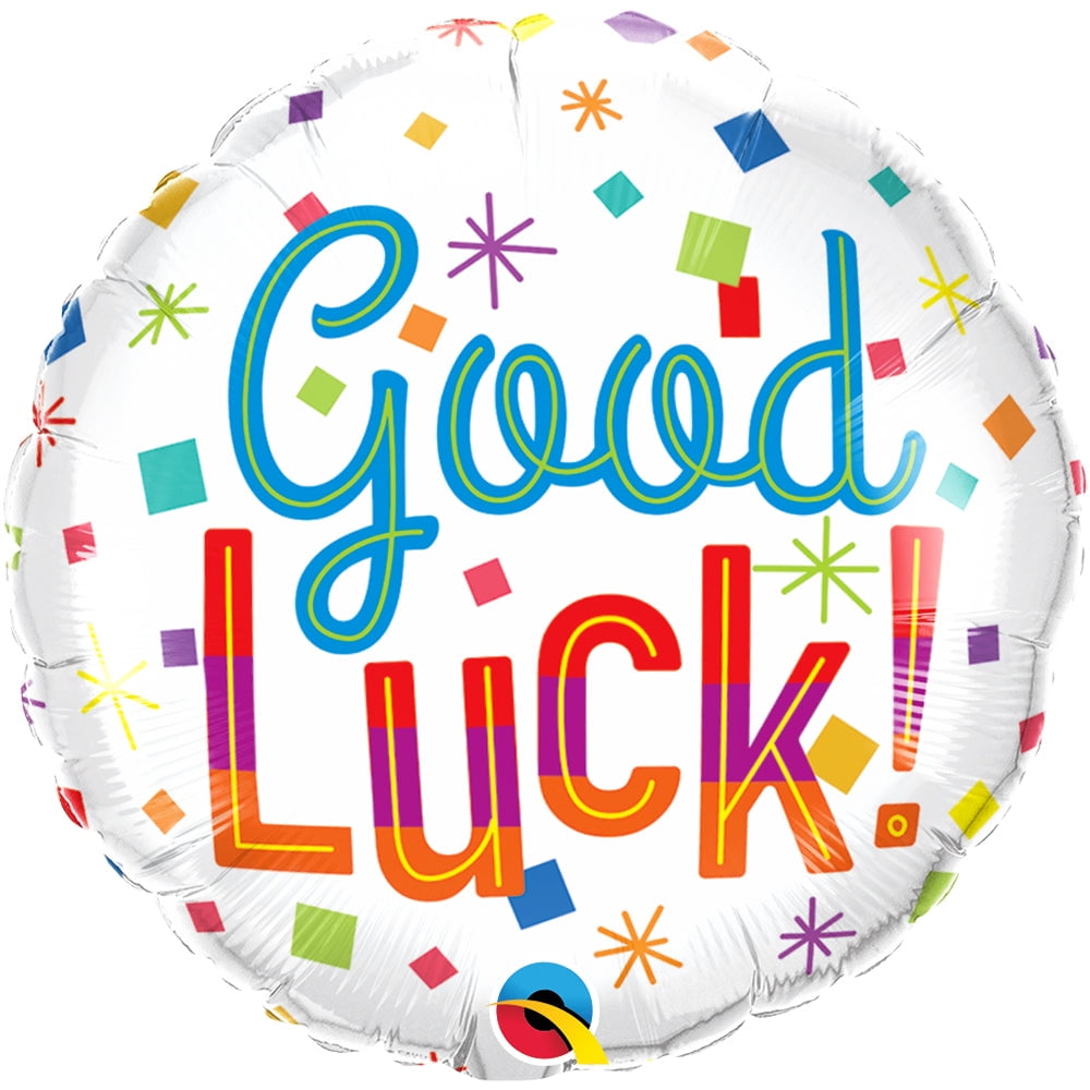 18 inch Good Luck Colorful Confetti Qualatex Foil Mylar Balloon - Party ...
