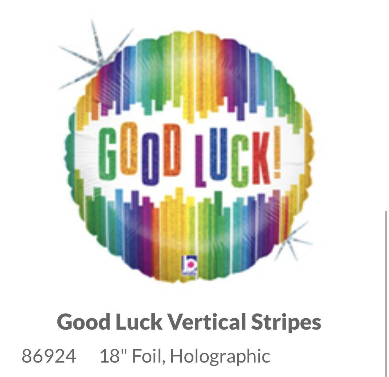 18 inch Good Luck Vertical Stripes Betallic Foil Mylar Balloon - Party ...