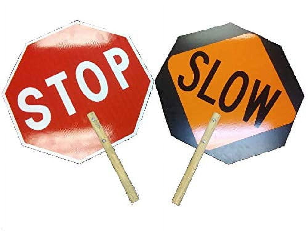 18 inch Hand Held Stop Slow Sign. Engineer Grade Sheeting Paddle with ...