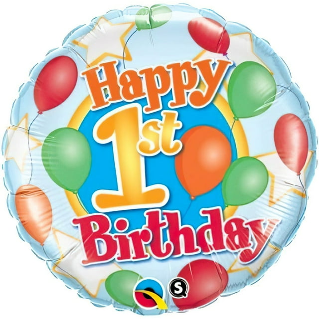 18 inch Happy 1st Birthday Qualatex Foil Mylar Balloon - Party Supplies ...