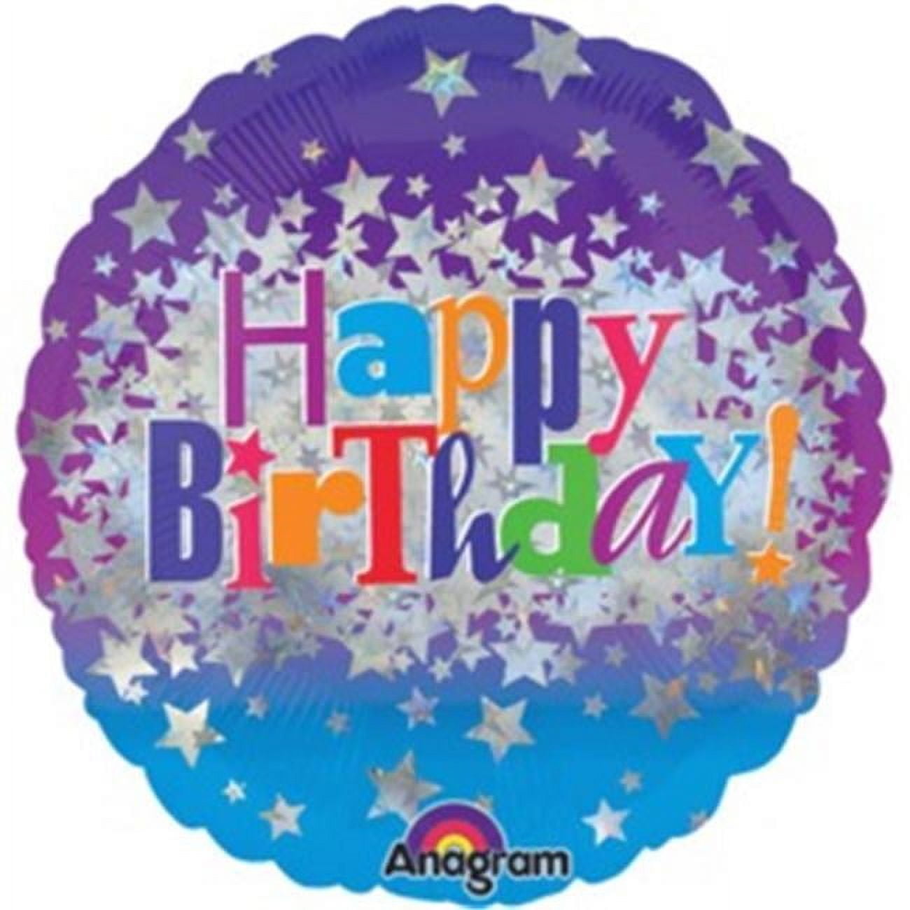 18 inch Happy Birthday Bright Stars Foil Mylar Balloon - Party Supplies ...