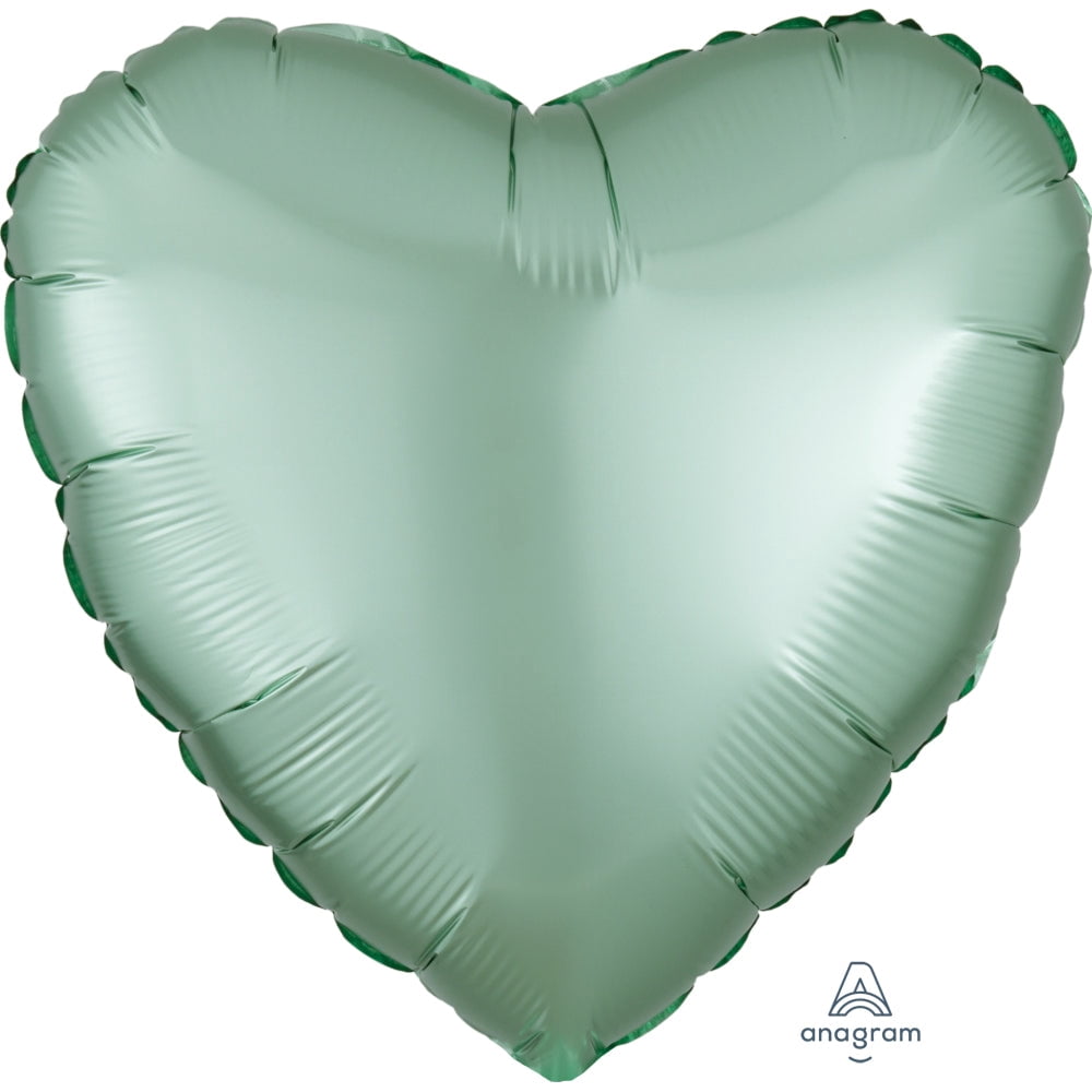 18 inch Heart - Satin Luxe Mint Green Anagram Foil Mylar Balloon ...