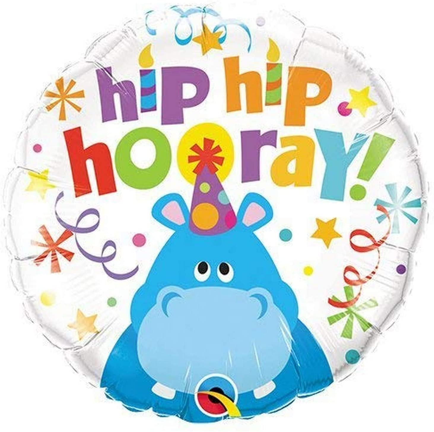 18 inch Hip Hip Hooray Hippo Foil Mylar Balloon - Party Supplies ...
