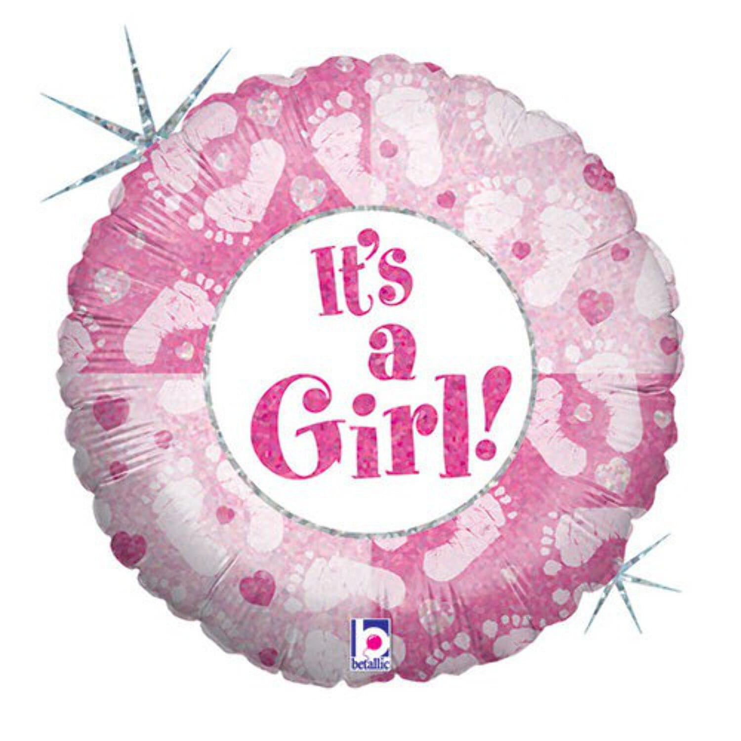 18 inch It's a Girl Footprints Foil Mylar Balloon - Party Supplies ...