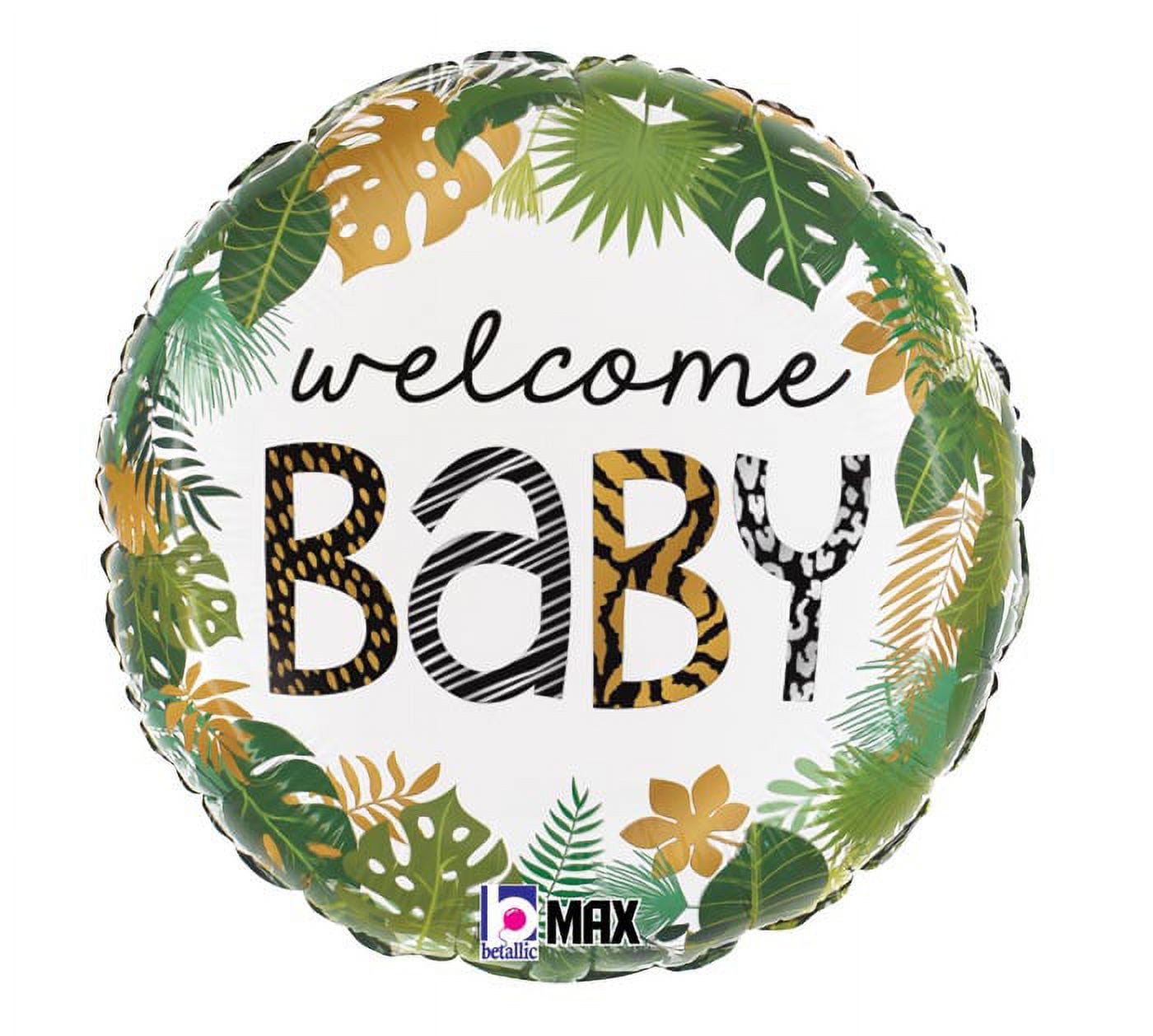 18 inch Jungle Welcome Baby Betallic Foil Mylar Balloon - Party Supplies Decorations - Walmart.com