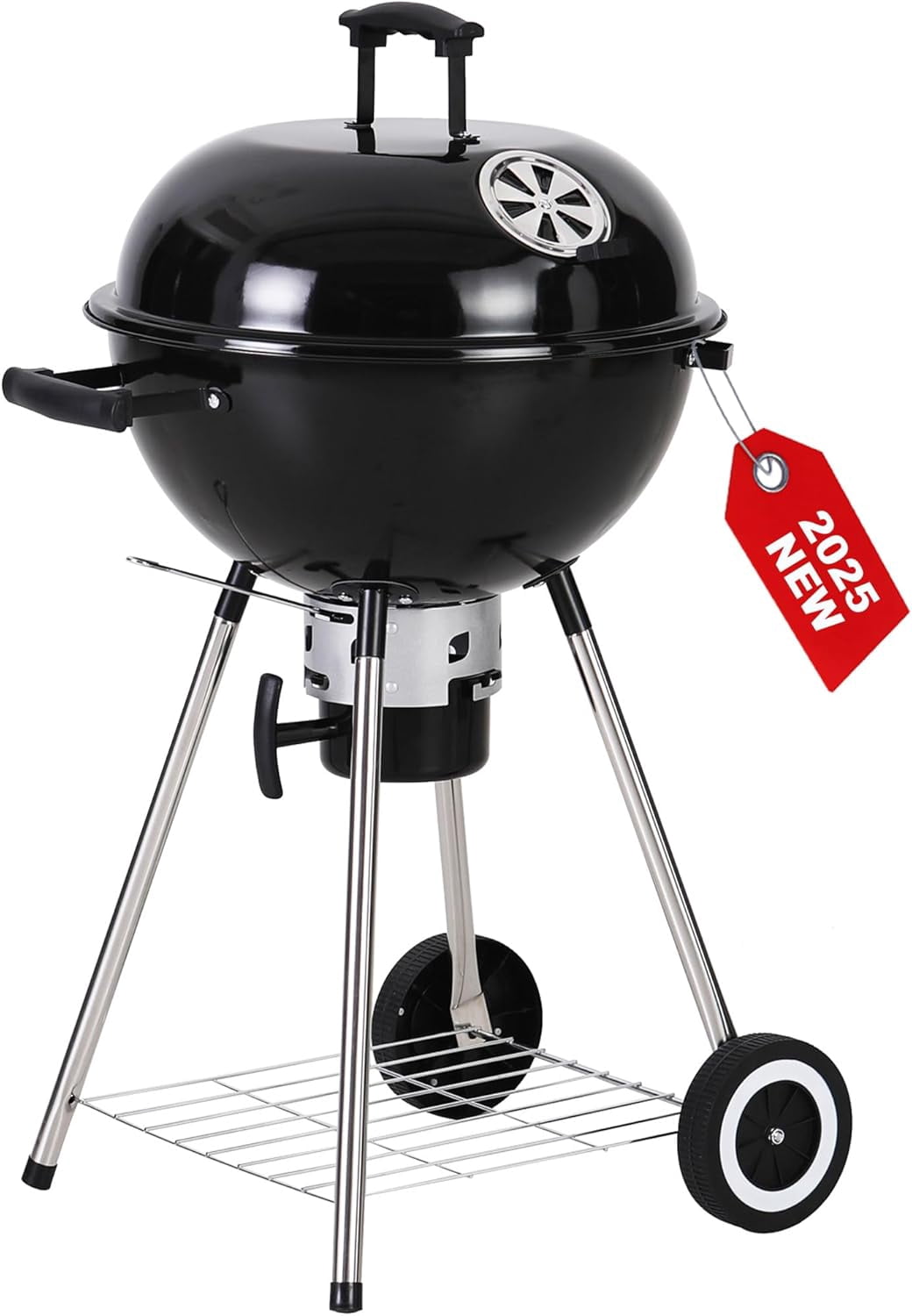 18 inch Kettle Charcoal BBQ Grill with Wheels, Portable Charcoal Grill ...