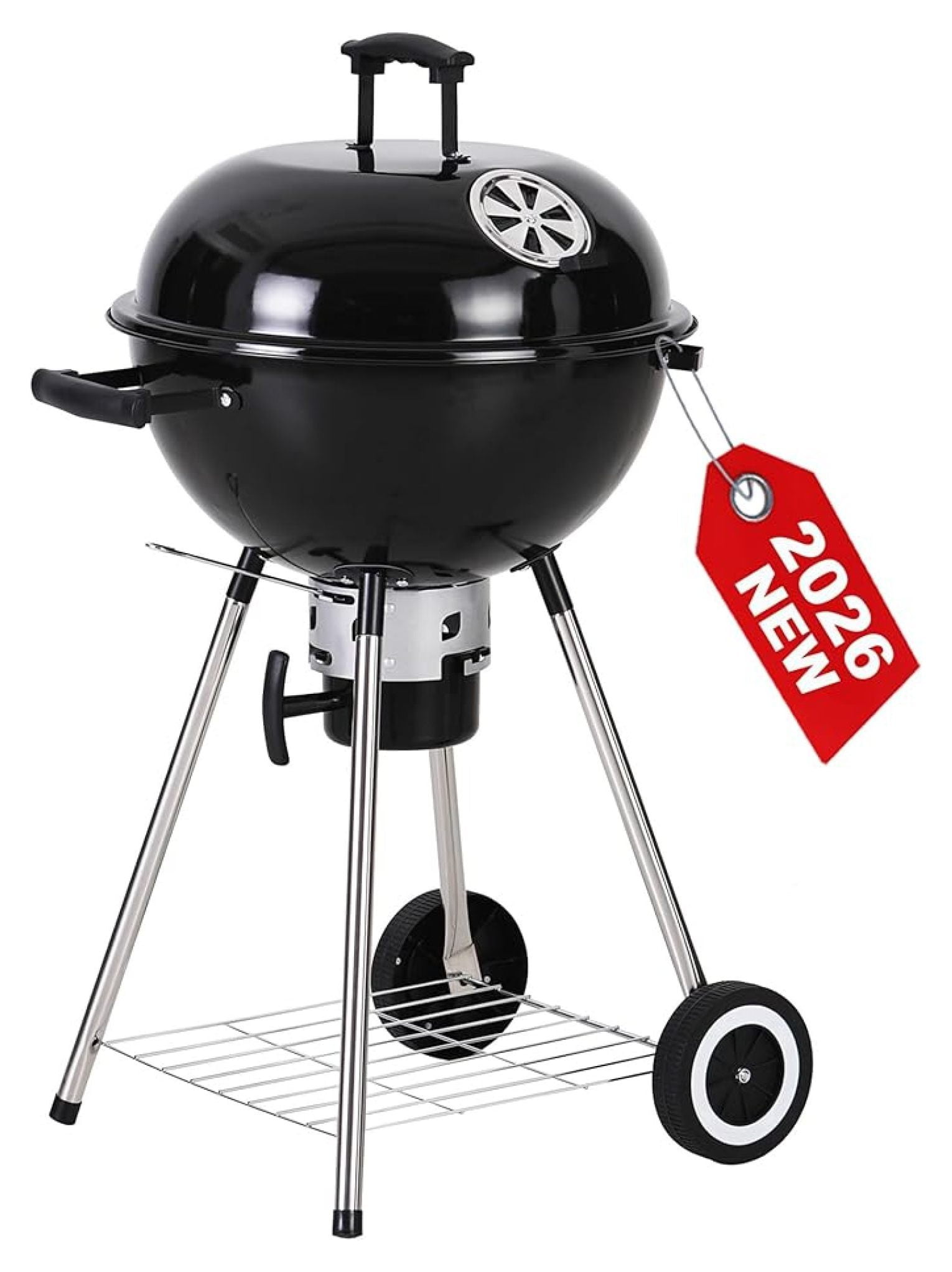 18 inch Kettle Charcoal BBQ Grill with Wheels, Portable Charcoal Grill ...