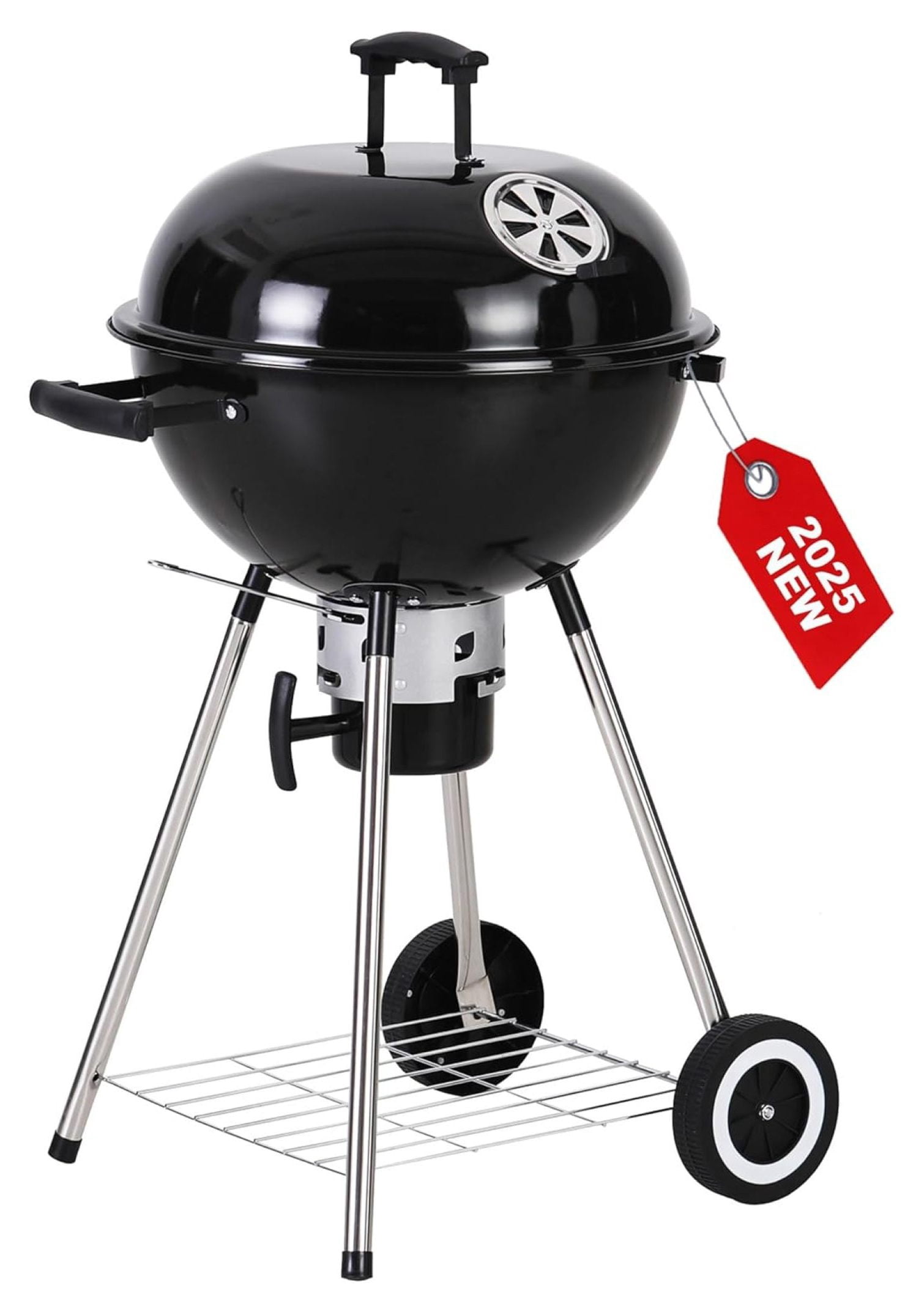 18 inch Kettle Charcoal BBQ Grill with Wheels, Portable Charcoal Grill ...