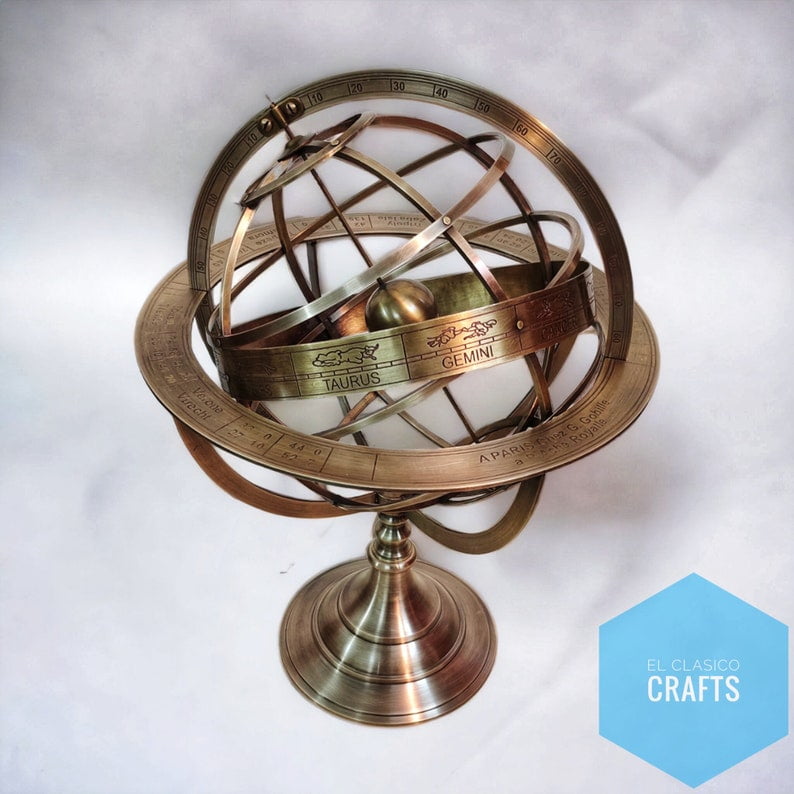 18" inch Large Fully antique finish Brass Armillary Sphere Engraved ...