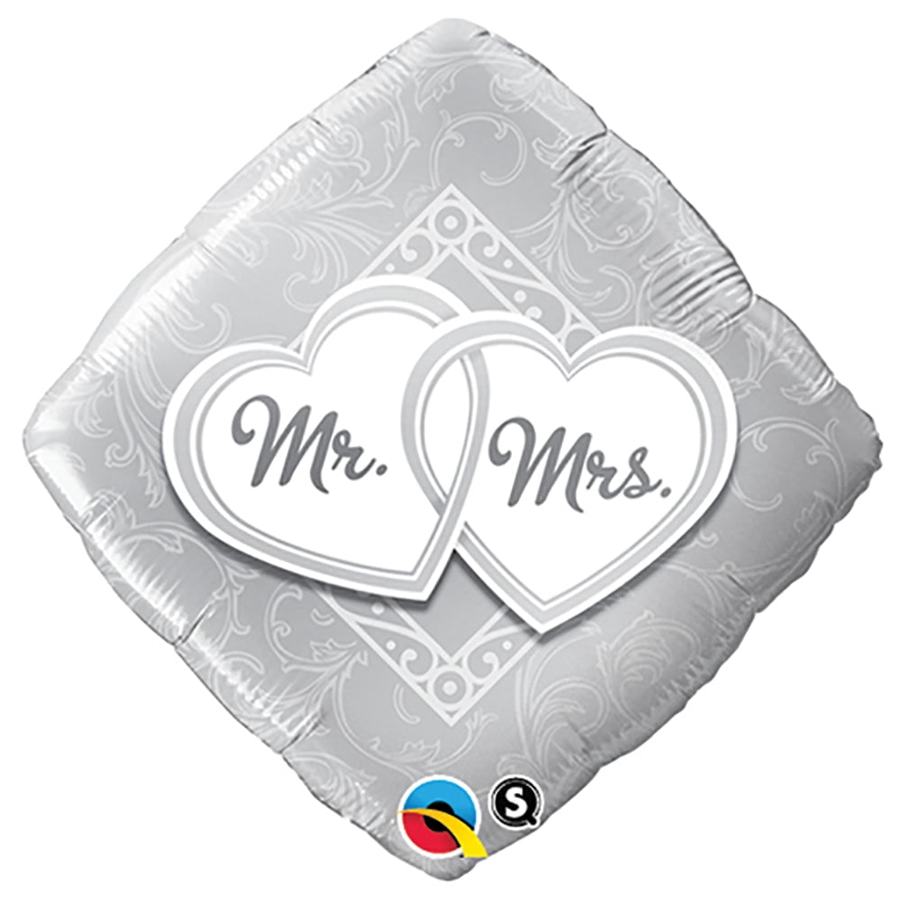 18 inch Mr. & Mrs. Entwined Hearts Qualatex Foil Mylar Balloon - Party ...