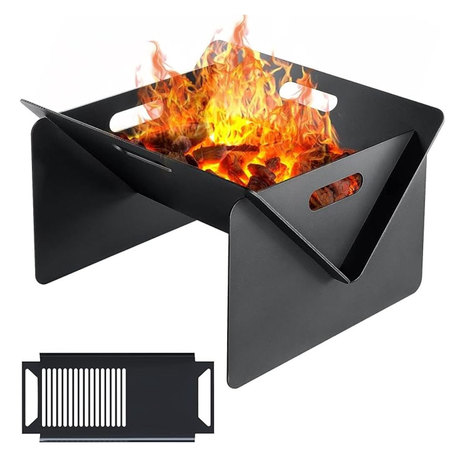 18 inch , Outdoor Portable Firepit with BBQ Tray, Detachable Camping ...