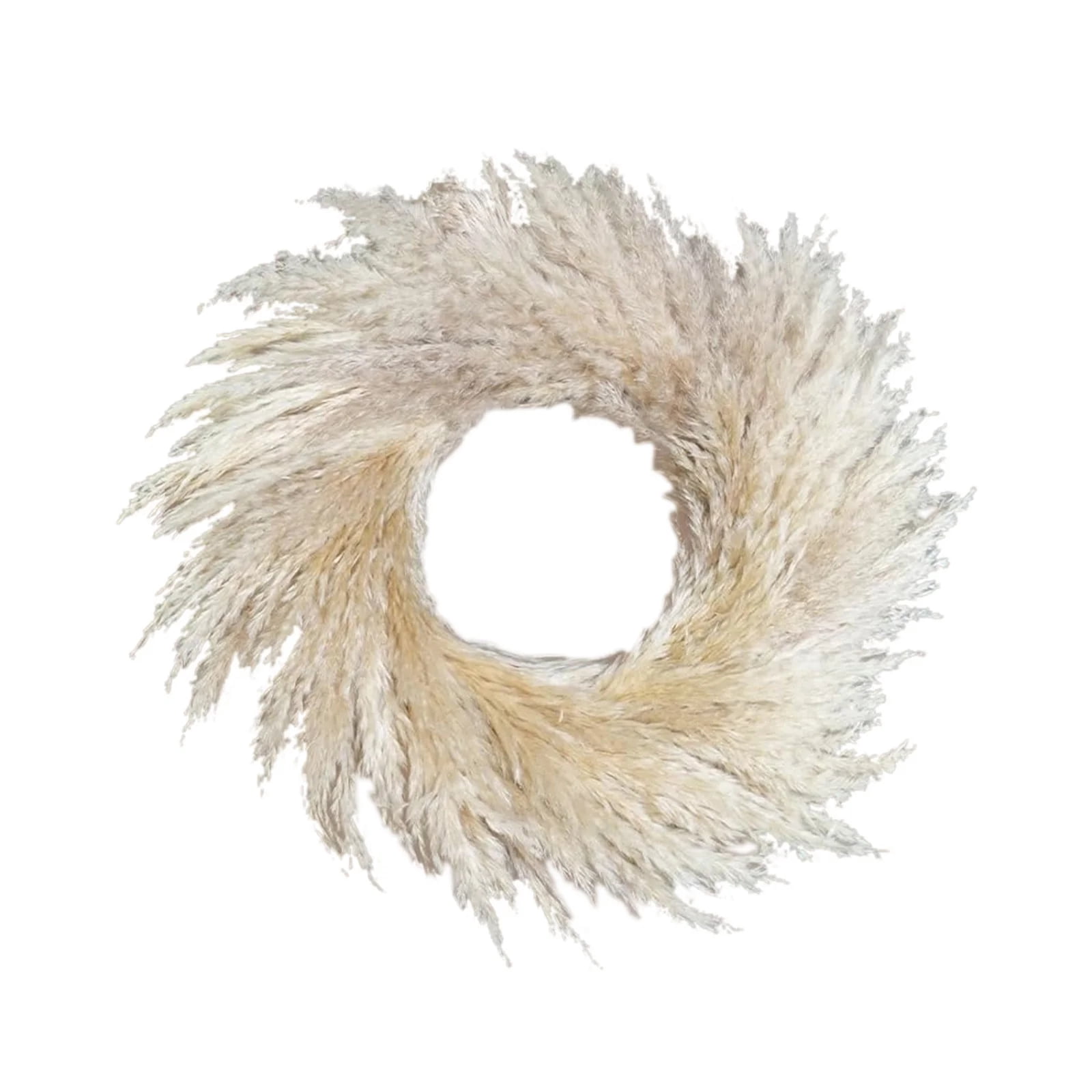 18-inch Pampas Grass Wreath, Cream Fluffy Dried Reed Wreath for Home ...