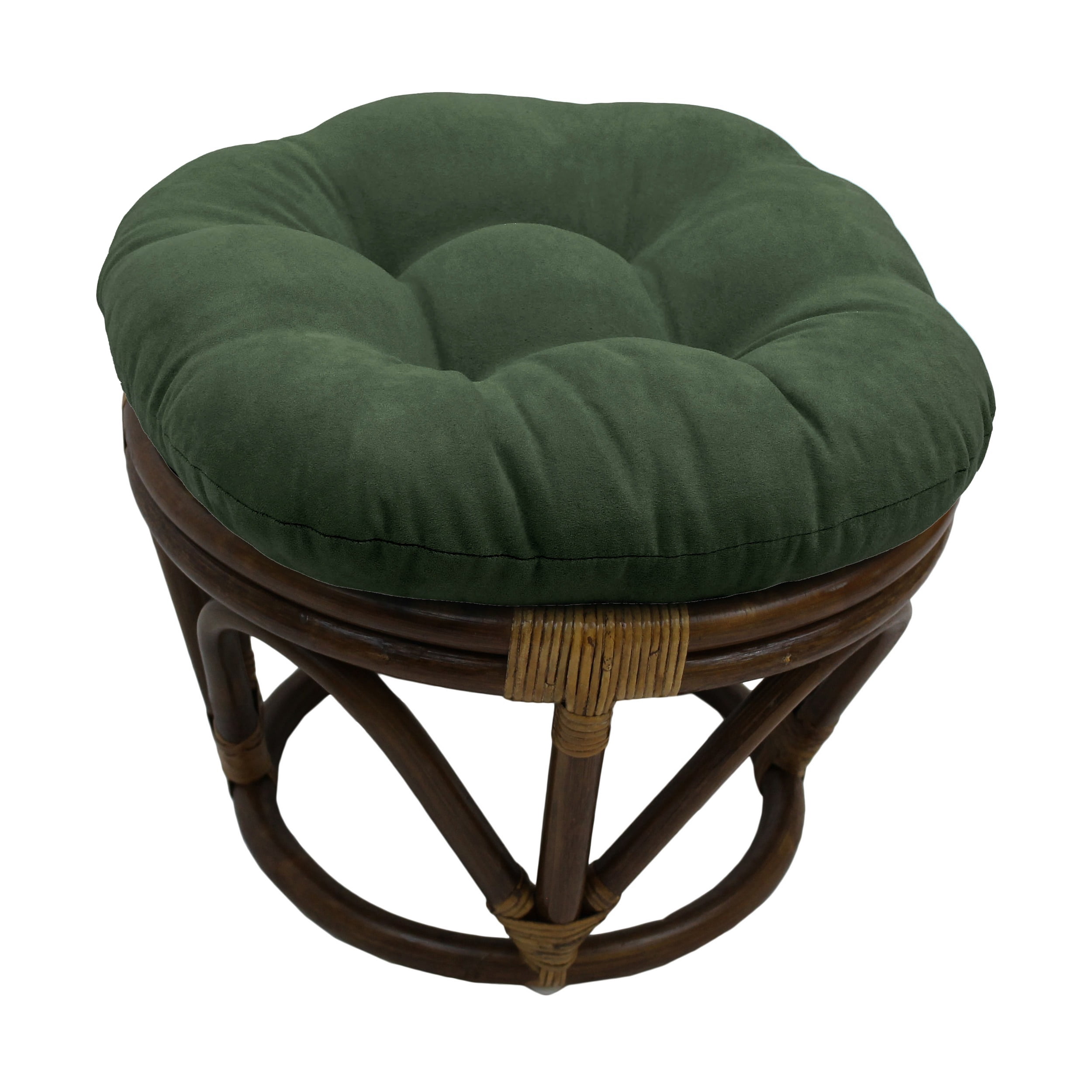 18-inch Round Solid Micro Suede Tufted Footstool Cushion - Hunter Green ...