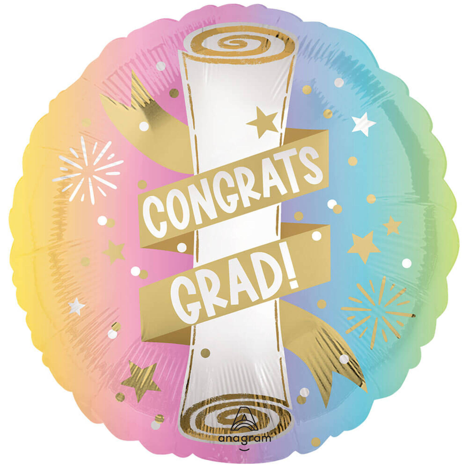 18 inch Satin Pastel Grad Party Anagram Foil Mylar Balloon - Party ...