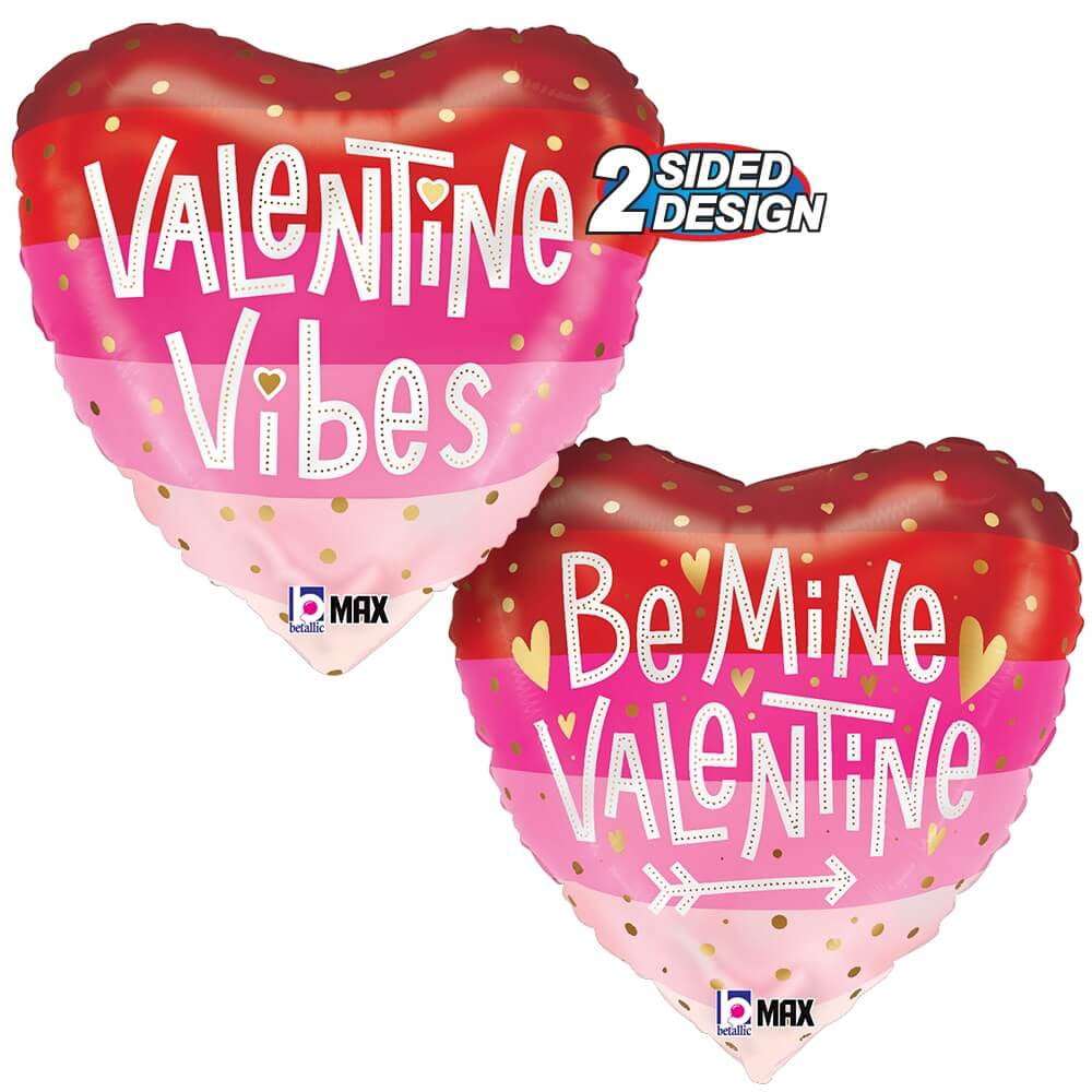18 inch Satin Stripes Be Mine Valentine Betallic Foil Mylar Balloon ...