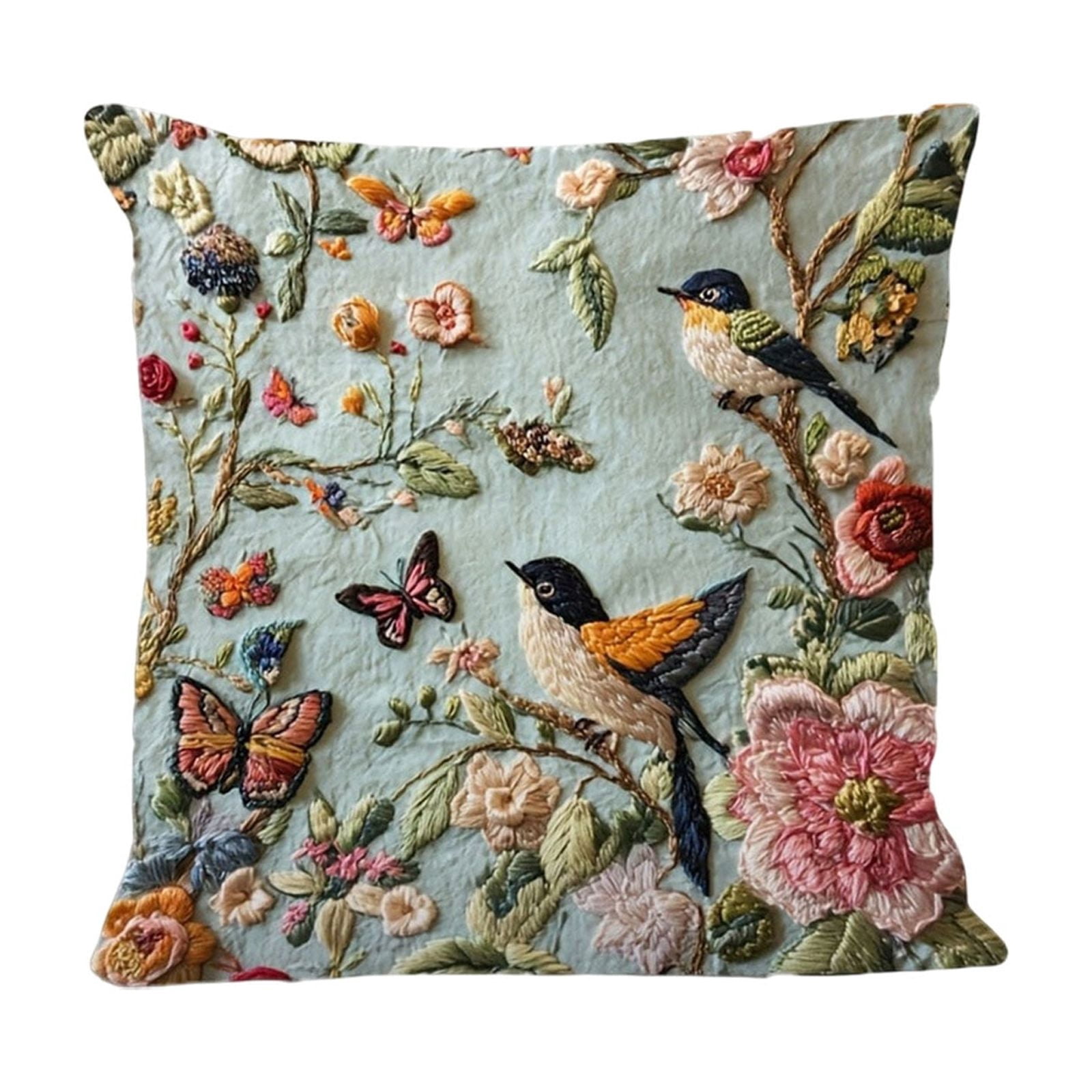 18 inch Short Lint Animal Imitation Embroidery Pillow Cover, 18" Cute ...